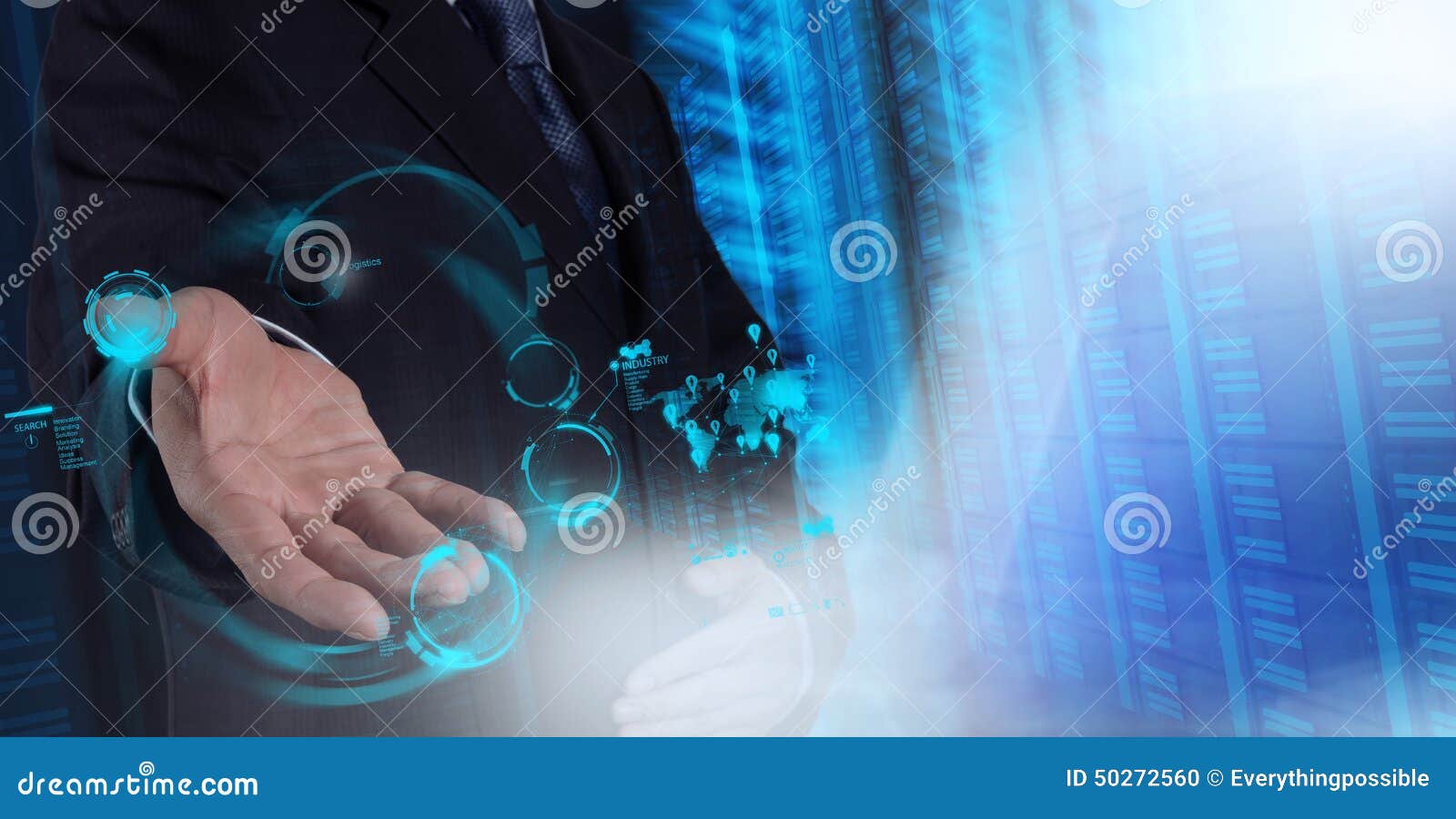 Businessman Shows Modern Technology Stock Illustration - Illustration ...