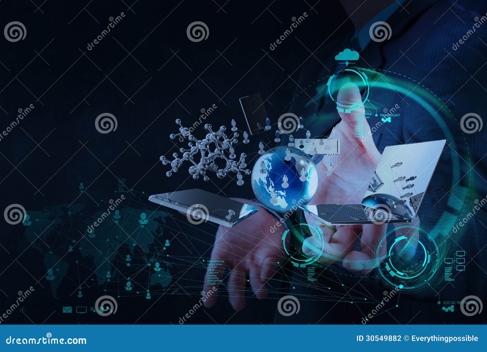 Businessman Shows Modern Technology As Concept Stock Photo - Image of ...