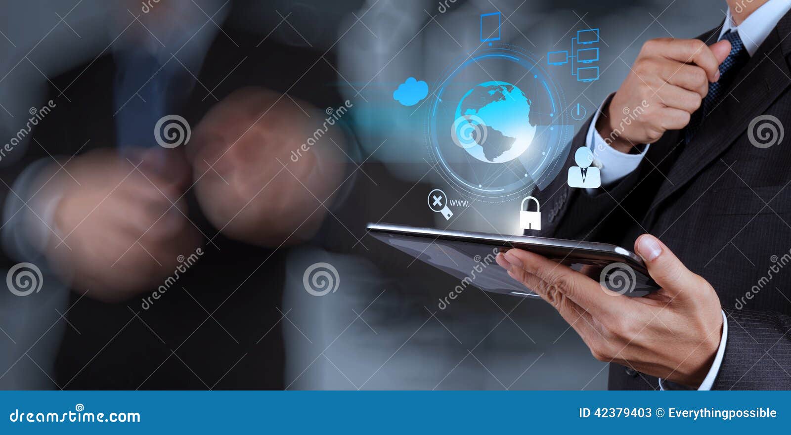 Businessman Shows Modern Technology Stock Image - Image of data, mobile ...