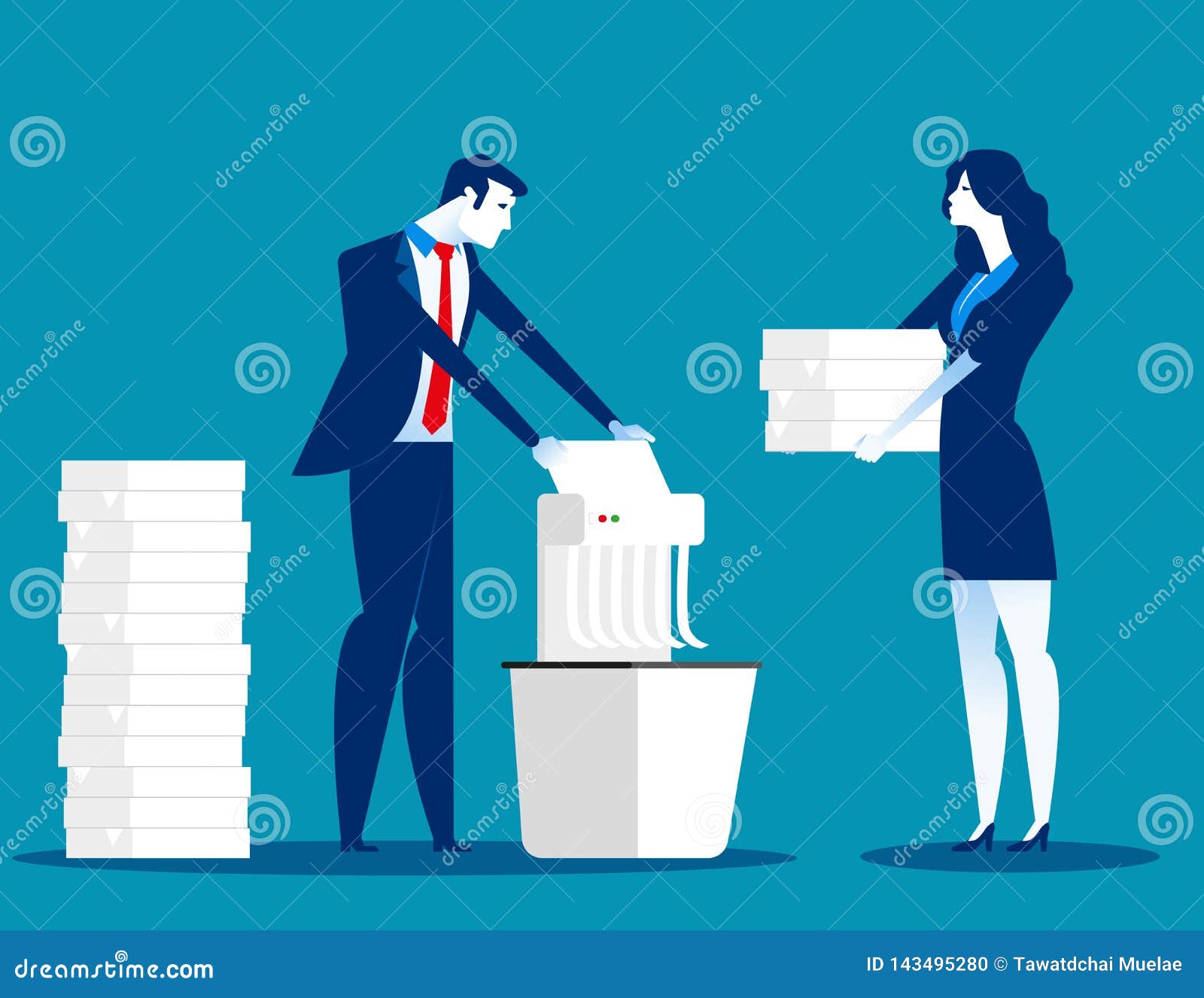 A Businessman is Shredding Important Documents. Concept Business Vector ...