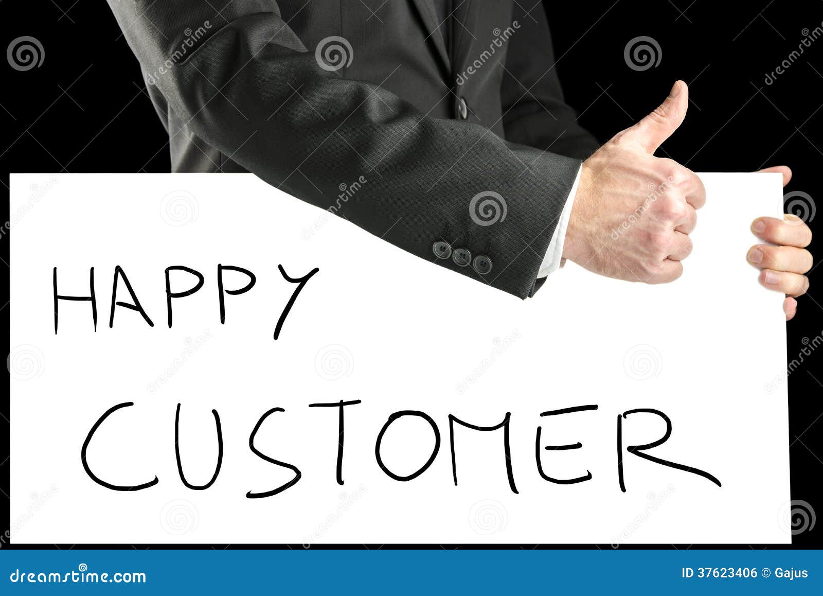 Businessman with Sign - Happy Customer Stock Photo - Image of marketing ...