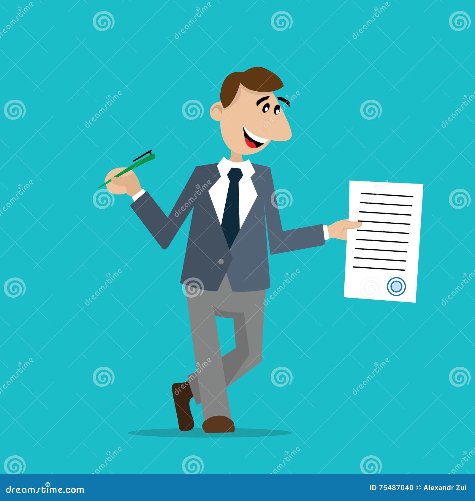 The Businessman Signed the Contract. Stock Vector - Illustration of ...