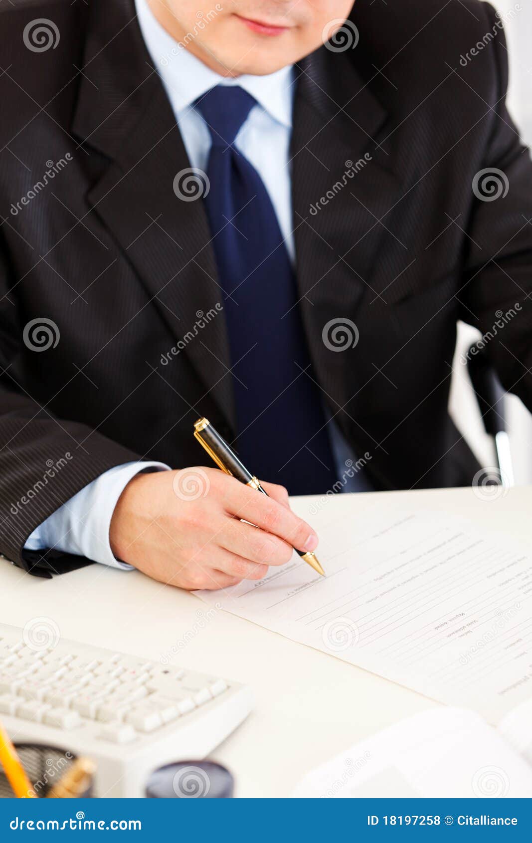 Businessman Signing Document. Close-up. Stock Photo - Image of ...