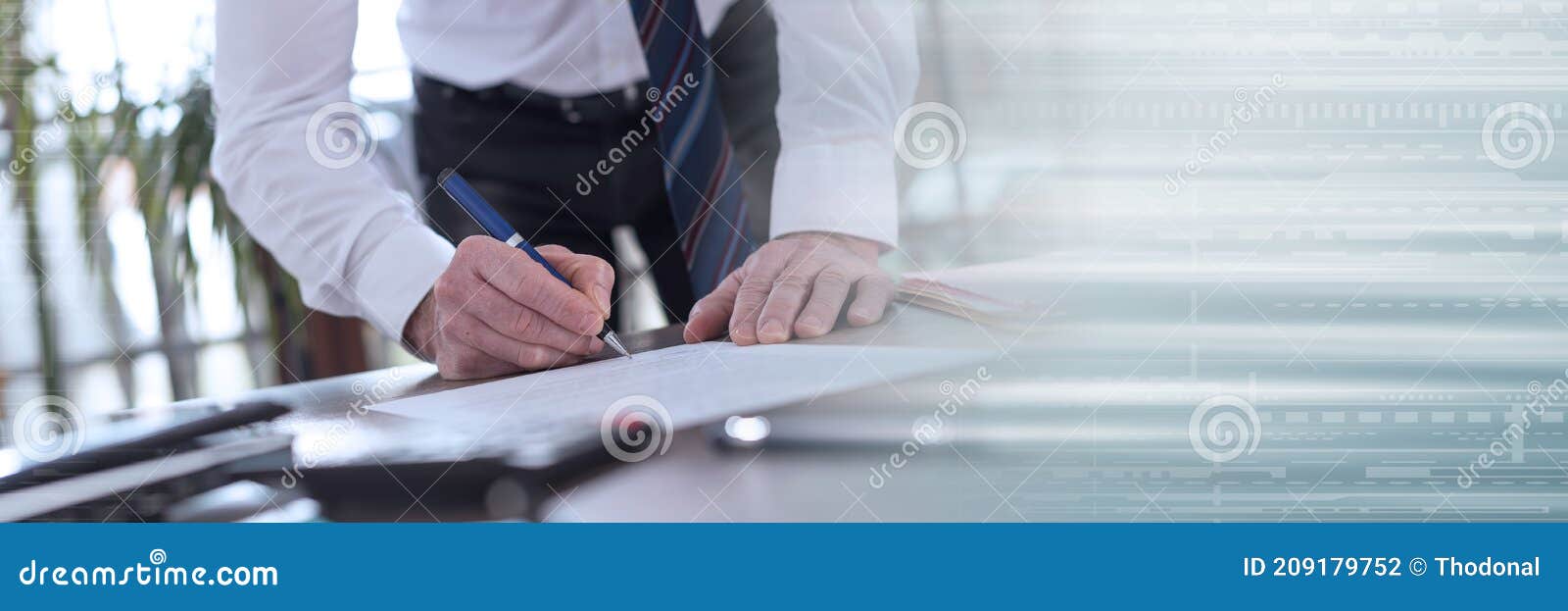 Businessman Signing a Document; Panoramic Banner Stock Photo - Image of ...