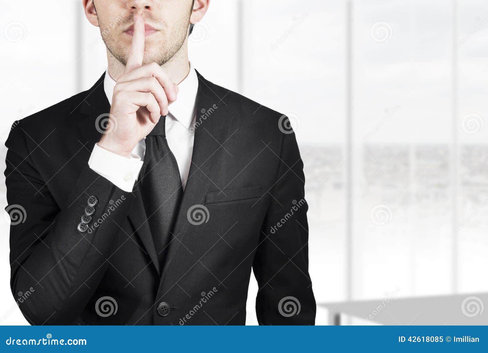 Man Silent Quiet Gesture With Finger. Royalty-Free Stock Photo ...