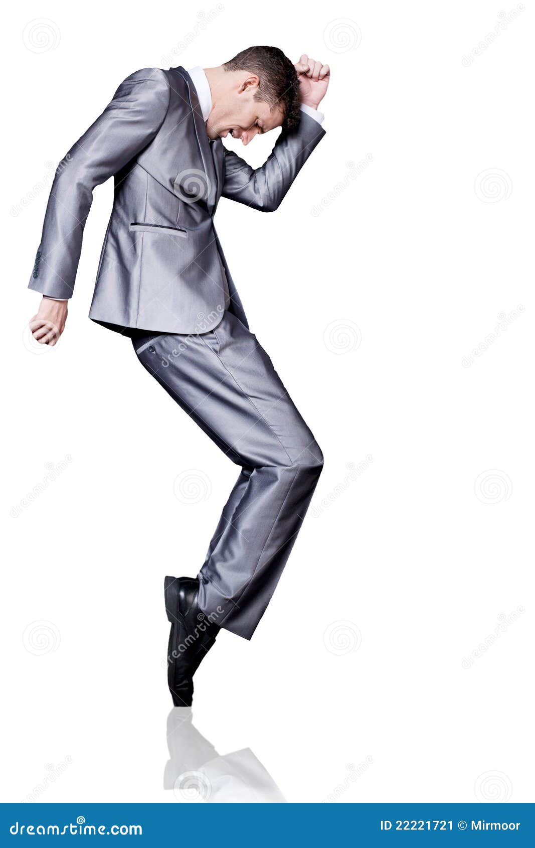 Businessman in Silver Suit Dancing. Isolated Stock Image - Image of ...