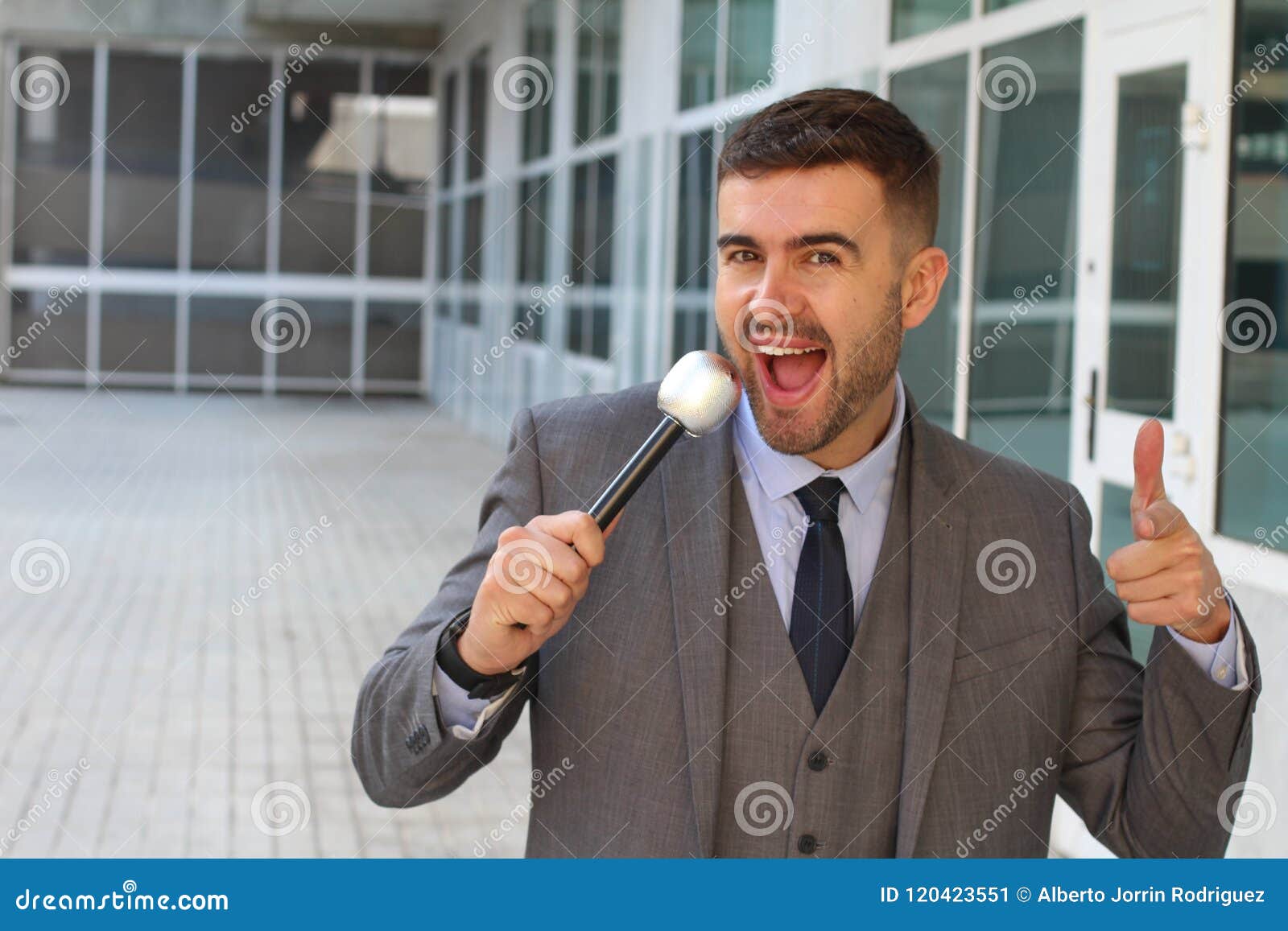 Businessman Singing in the Office Stock Image - Image of musician ...