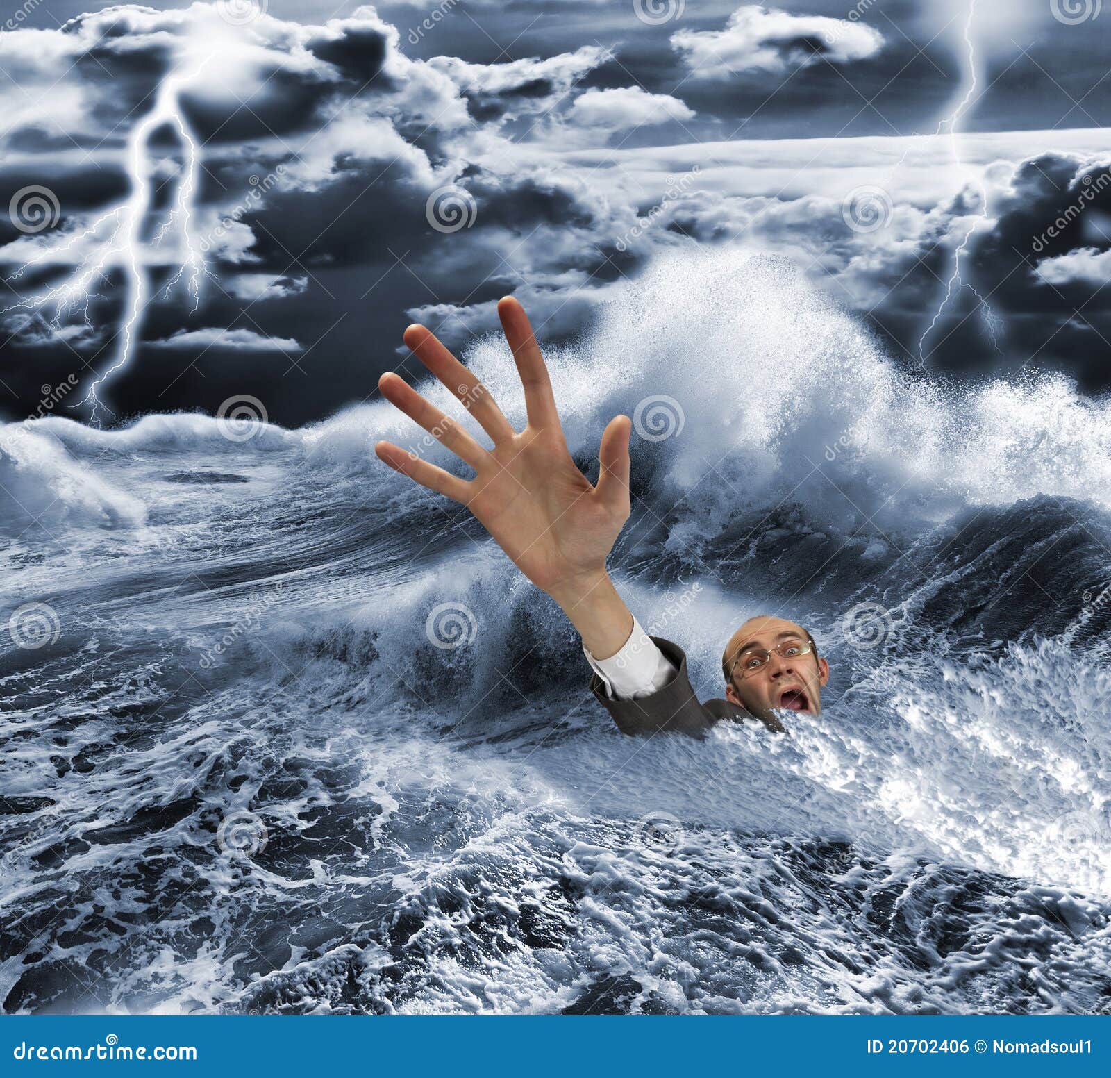 Businessman Sinking in Dark Stormy Sea Stock Photo - Image of ocean ...