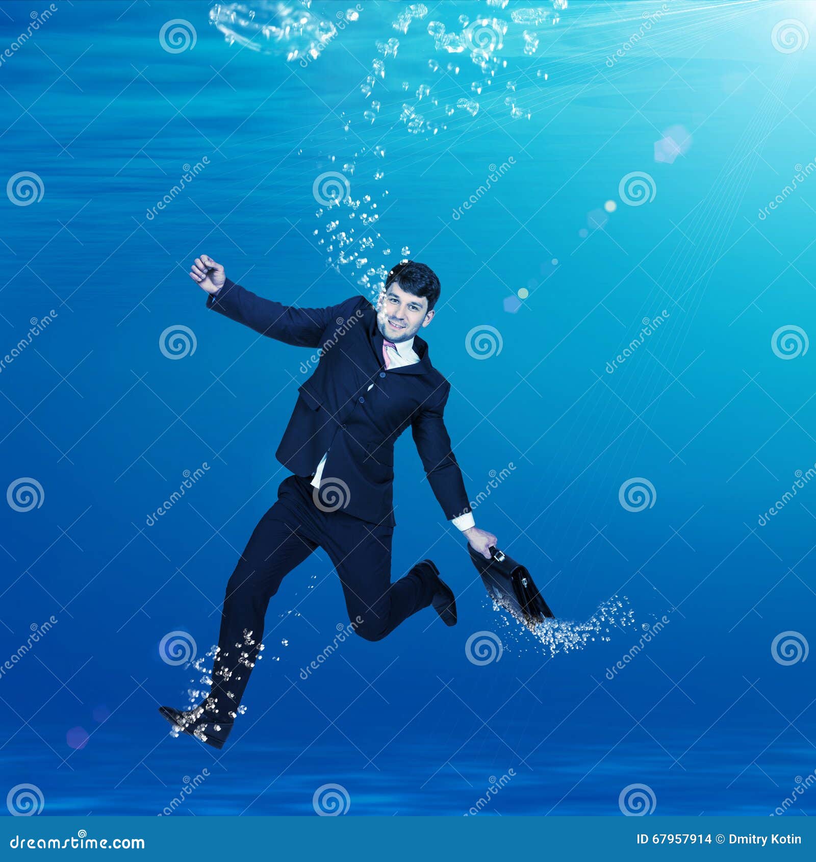 Businessman Sinking in Water Stock Photo - Image of blue, clear: 67957914