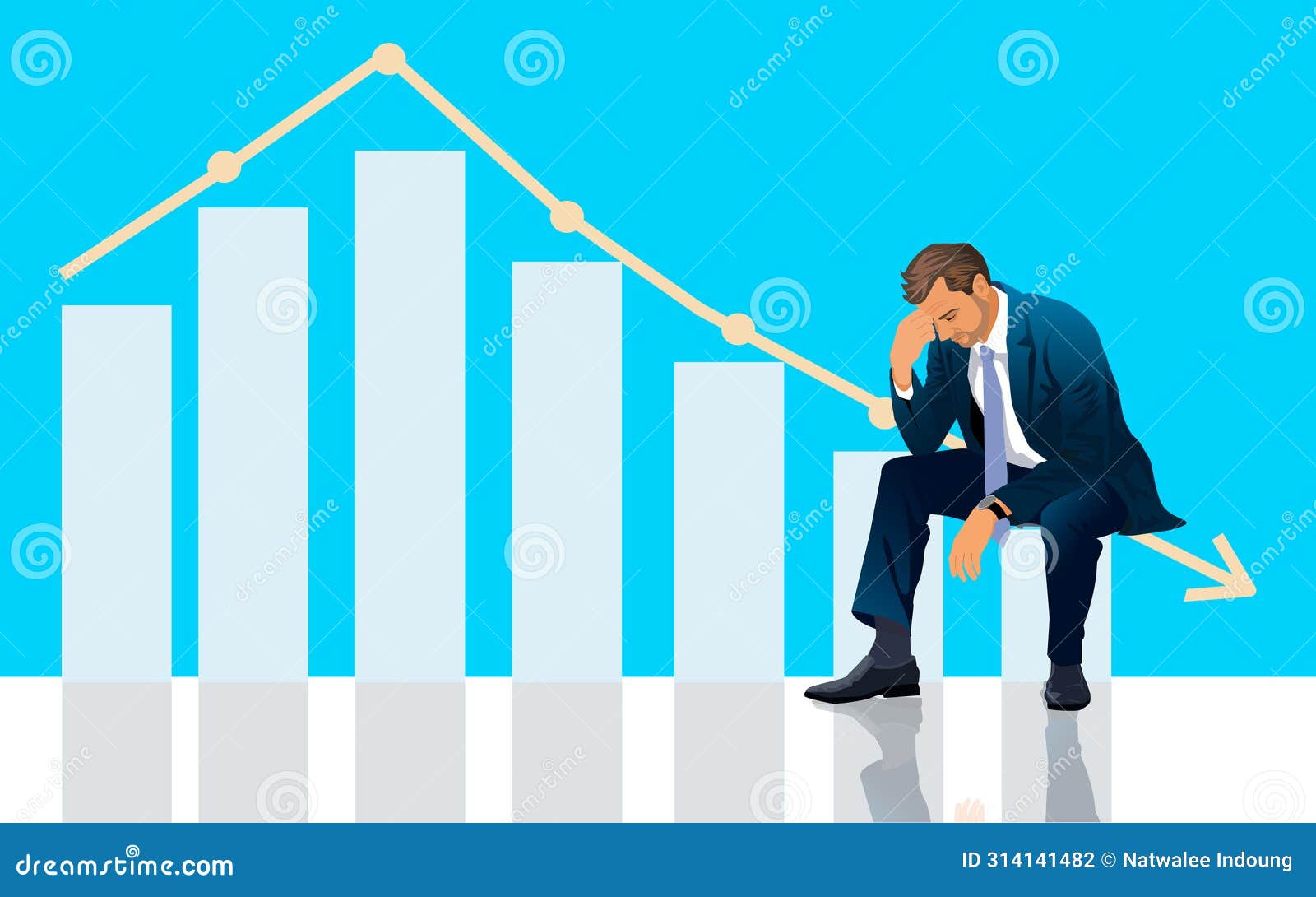Businessman are Sit Down on a Business Graph. Chart in the Fall ...