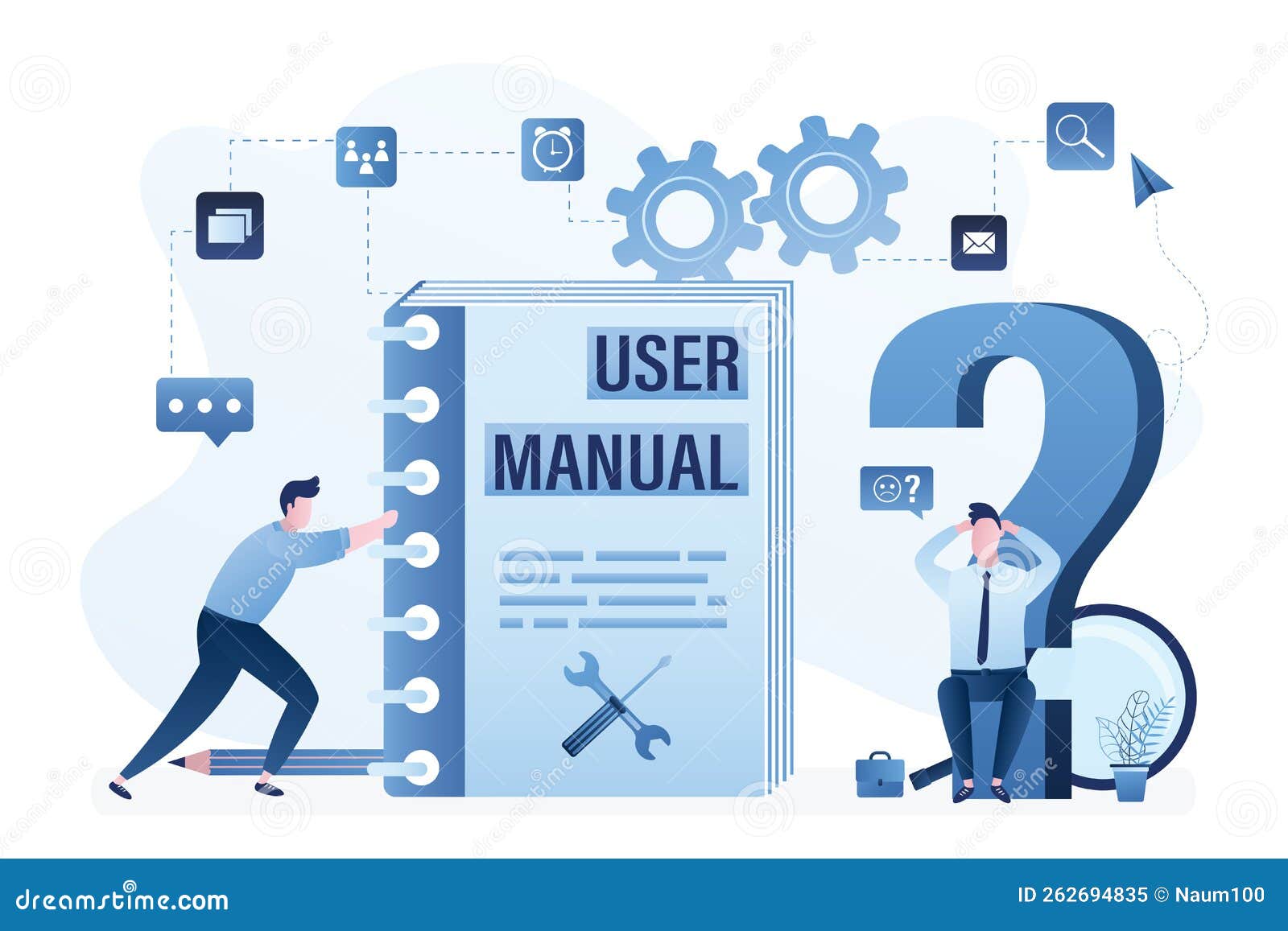 Businessman Sits on Big Question Mark. Male Employee Needs Help ...