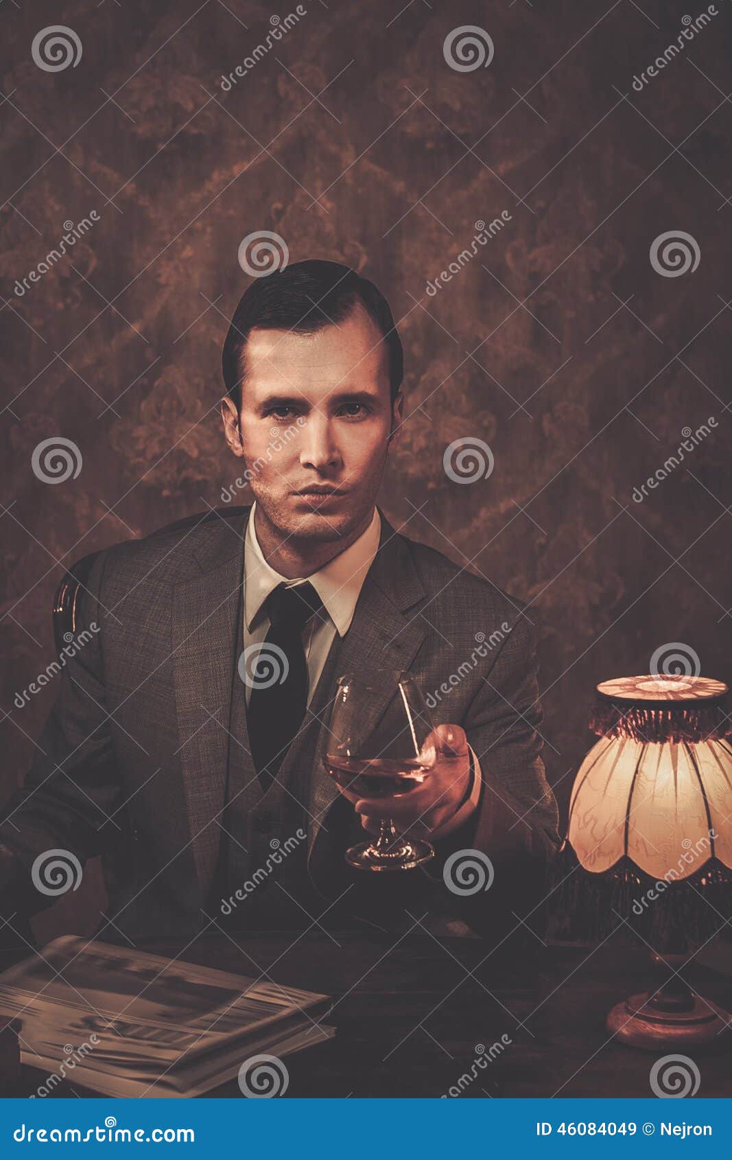 Businessman Sitting Behind Table Stock Image - Image of looking, money ...