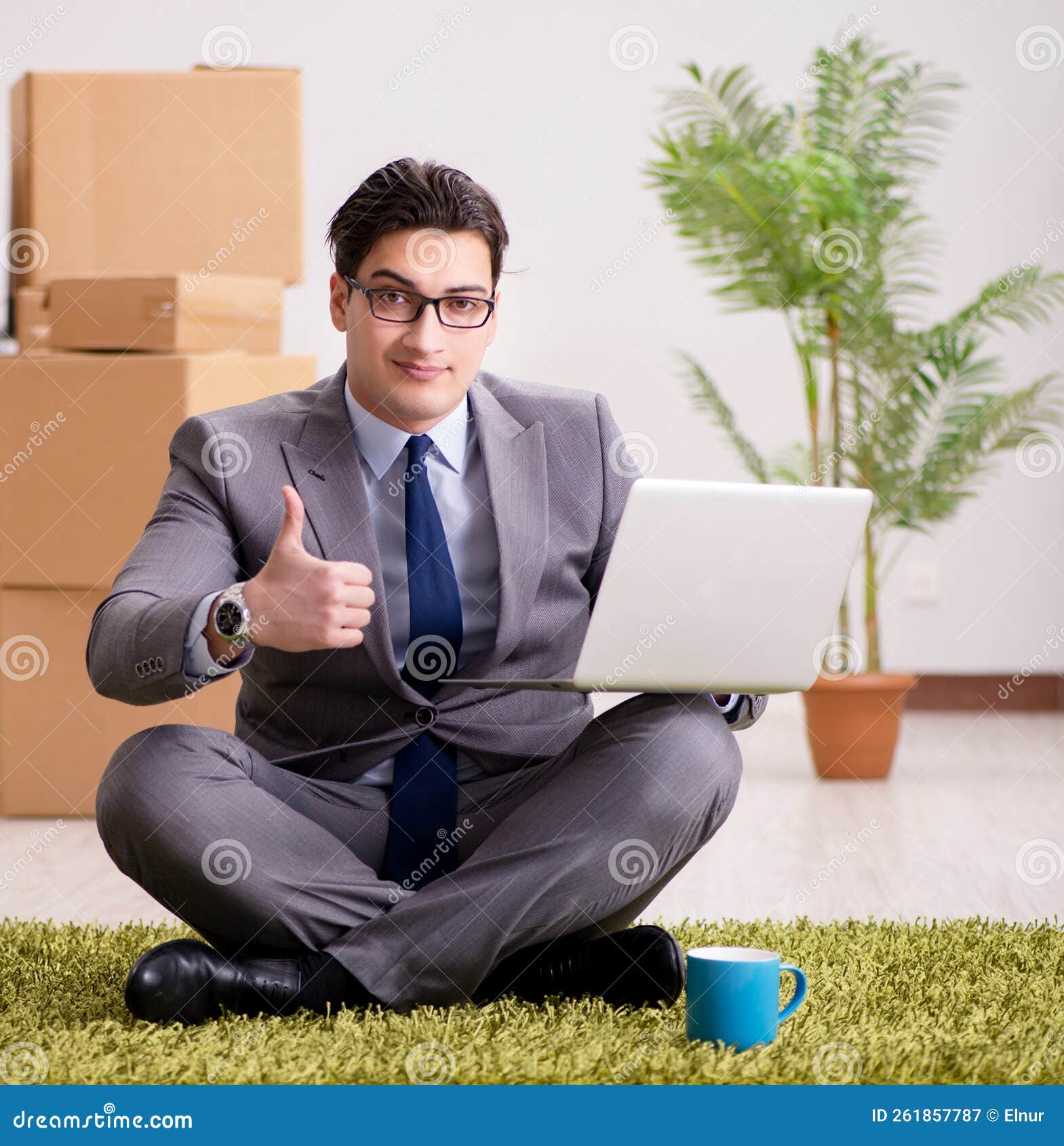 Businessman Sitting on the Carpet in Office Stock Image - Image of ...