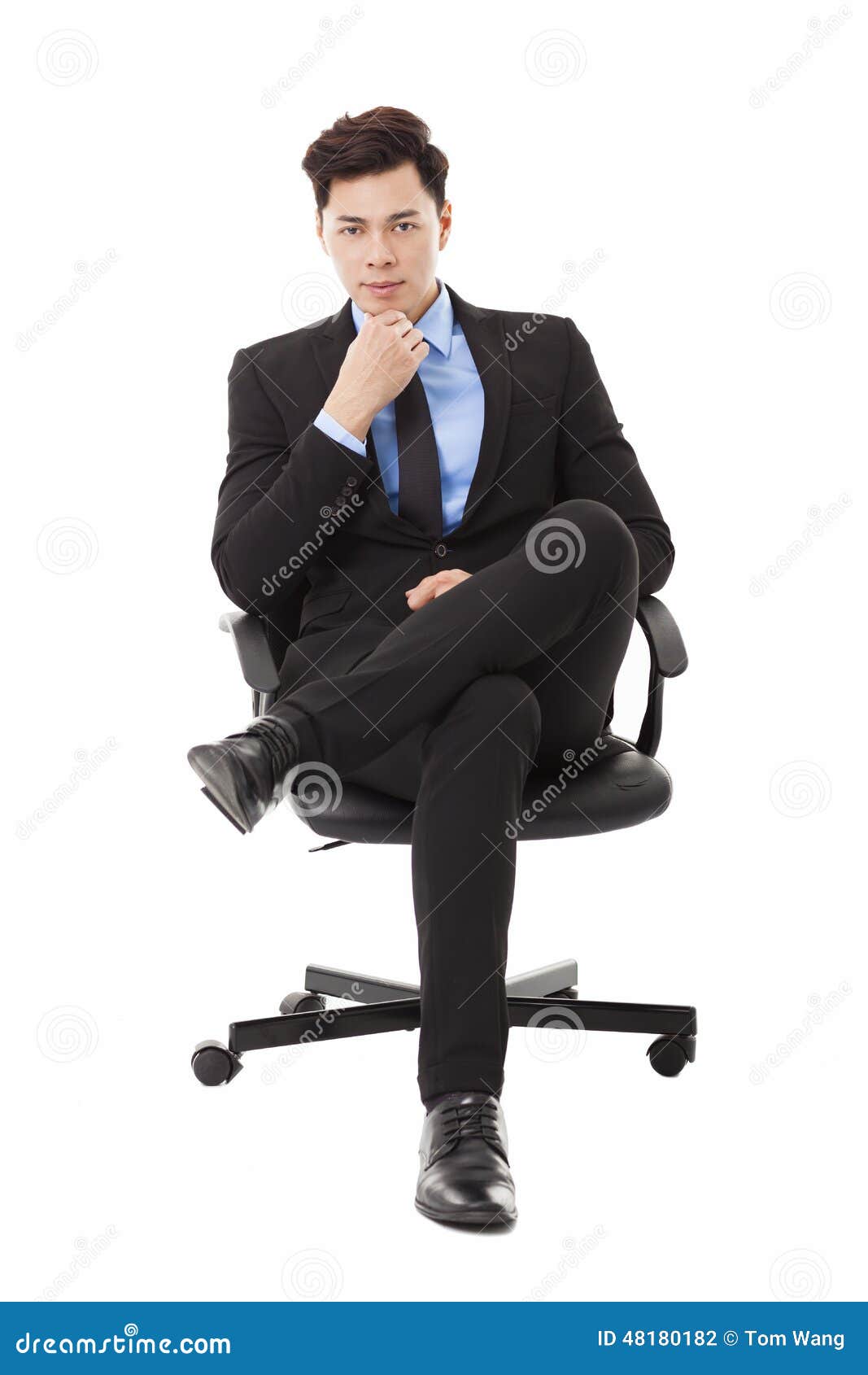 Businessman Sitting in a Chair and Thinking Stock Photo - Image of suit ...