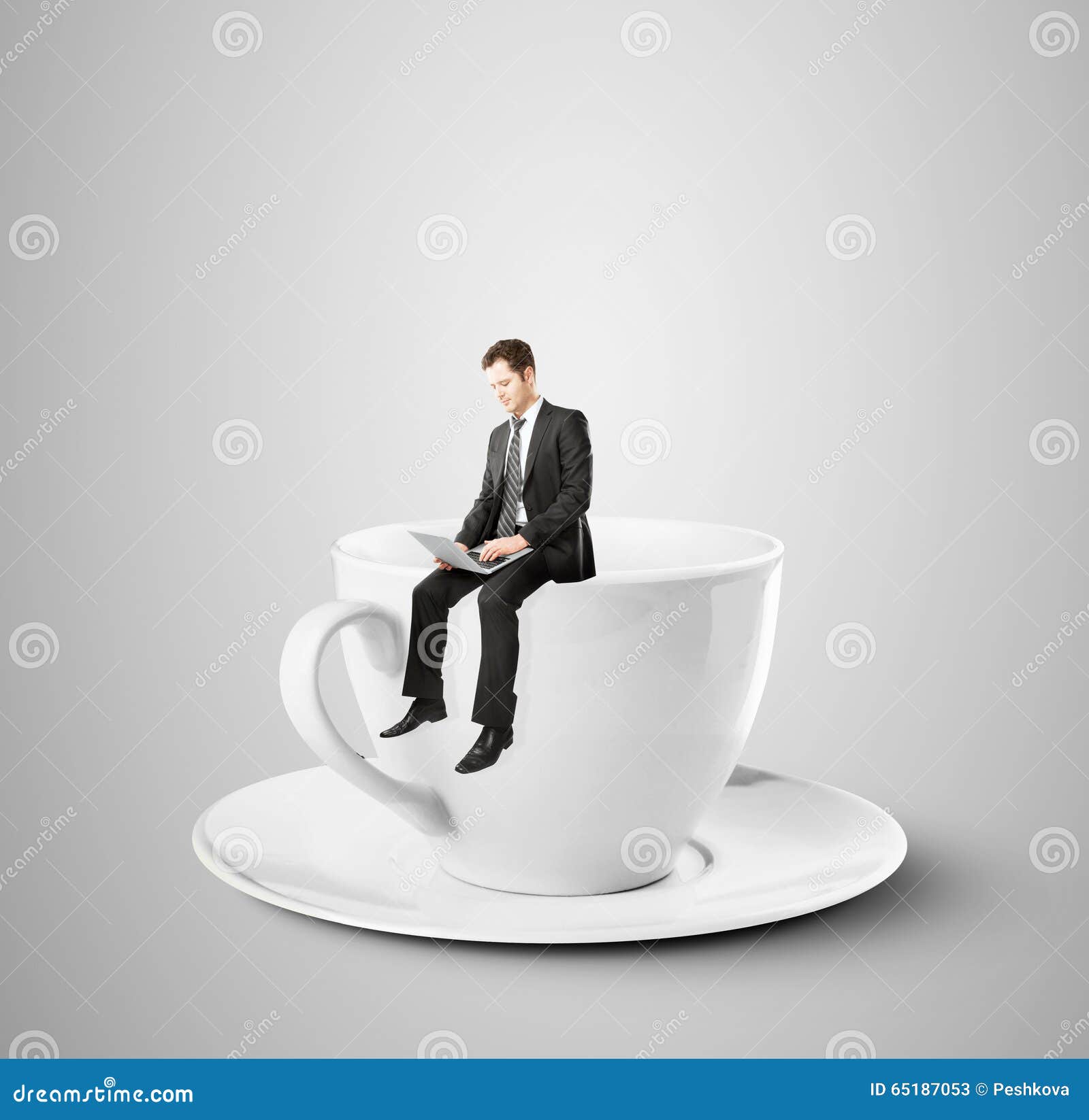 Businessman Sitting on Coffee Cup Stock Image - Image of electronic ... Businessman Sitting on Coffee Cup Stock Image - Image of electronic ...