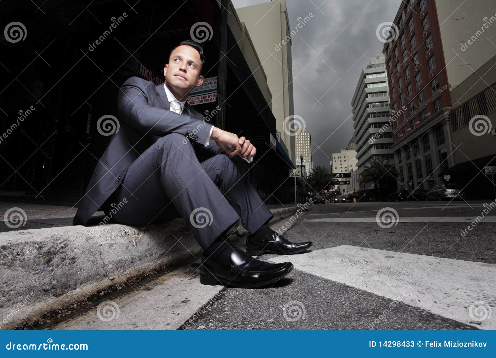 Businessman Sitting on the Curb Stock Image - Image of hairline ...
