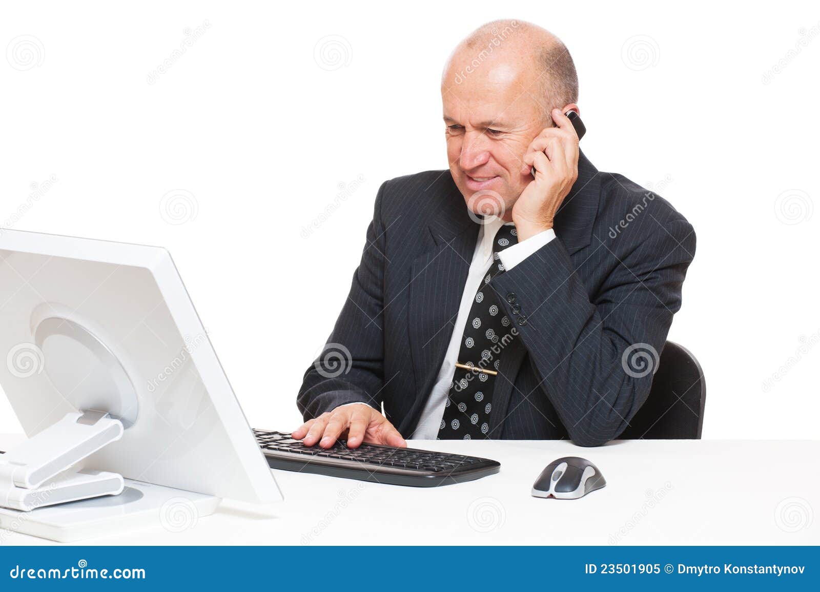 Businessman Sitting at Desk in Office Stock Image - Image of business ...