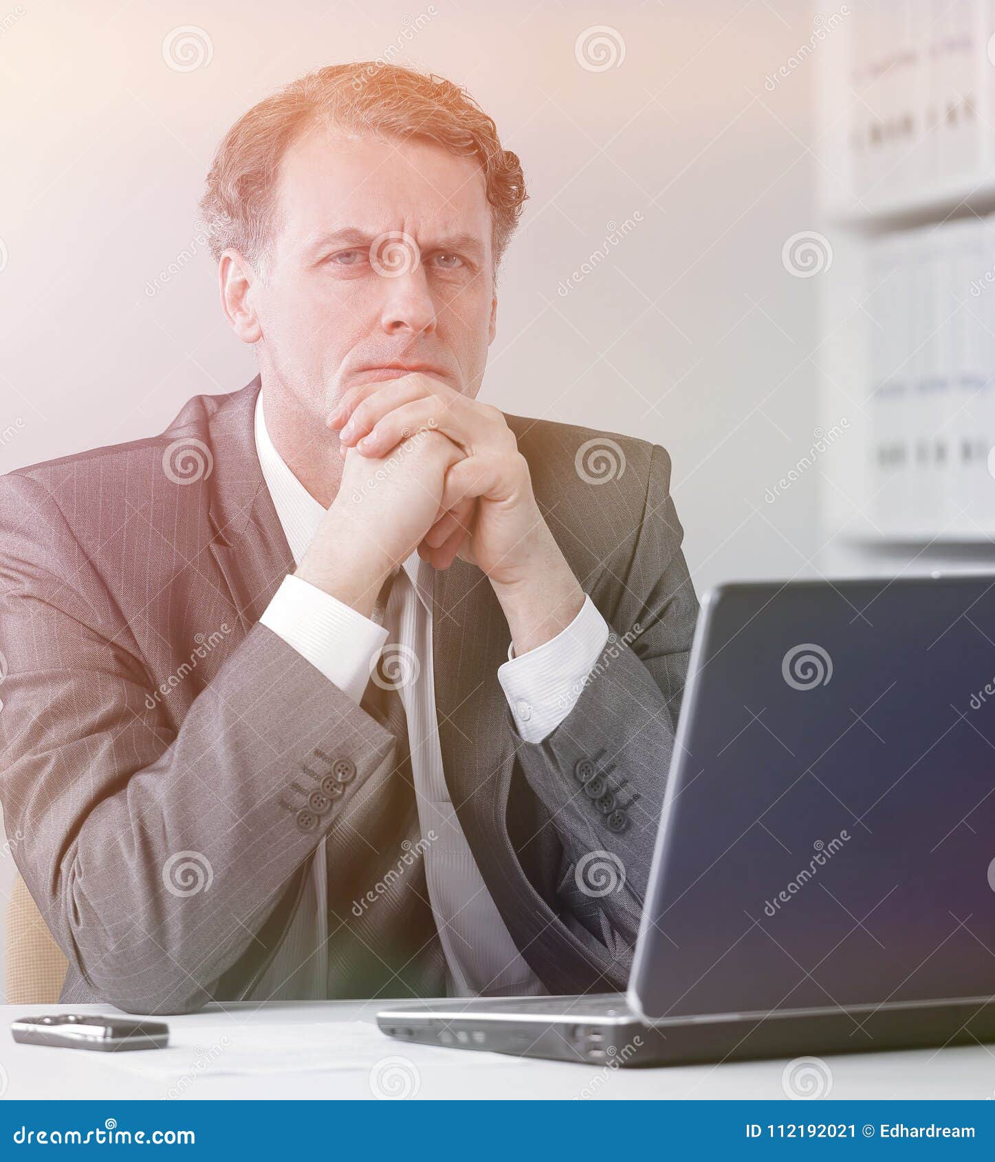 Businessman Sitting at the Desk in Office Workplace Stock Image - Image ...