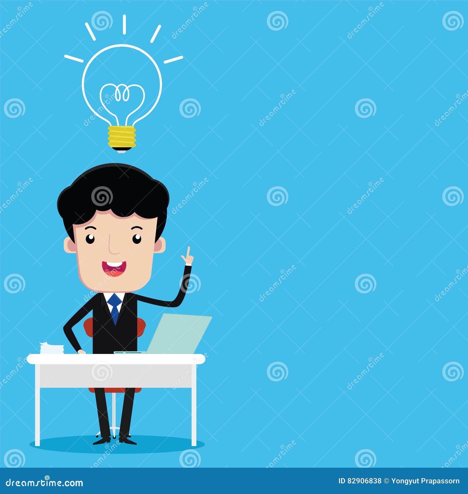 Businessman Sitting at the Desk Work Stock Vector - Illustration of ...