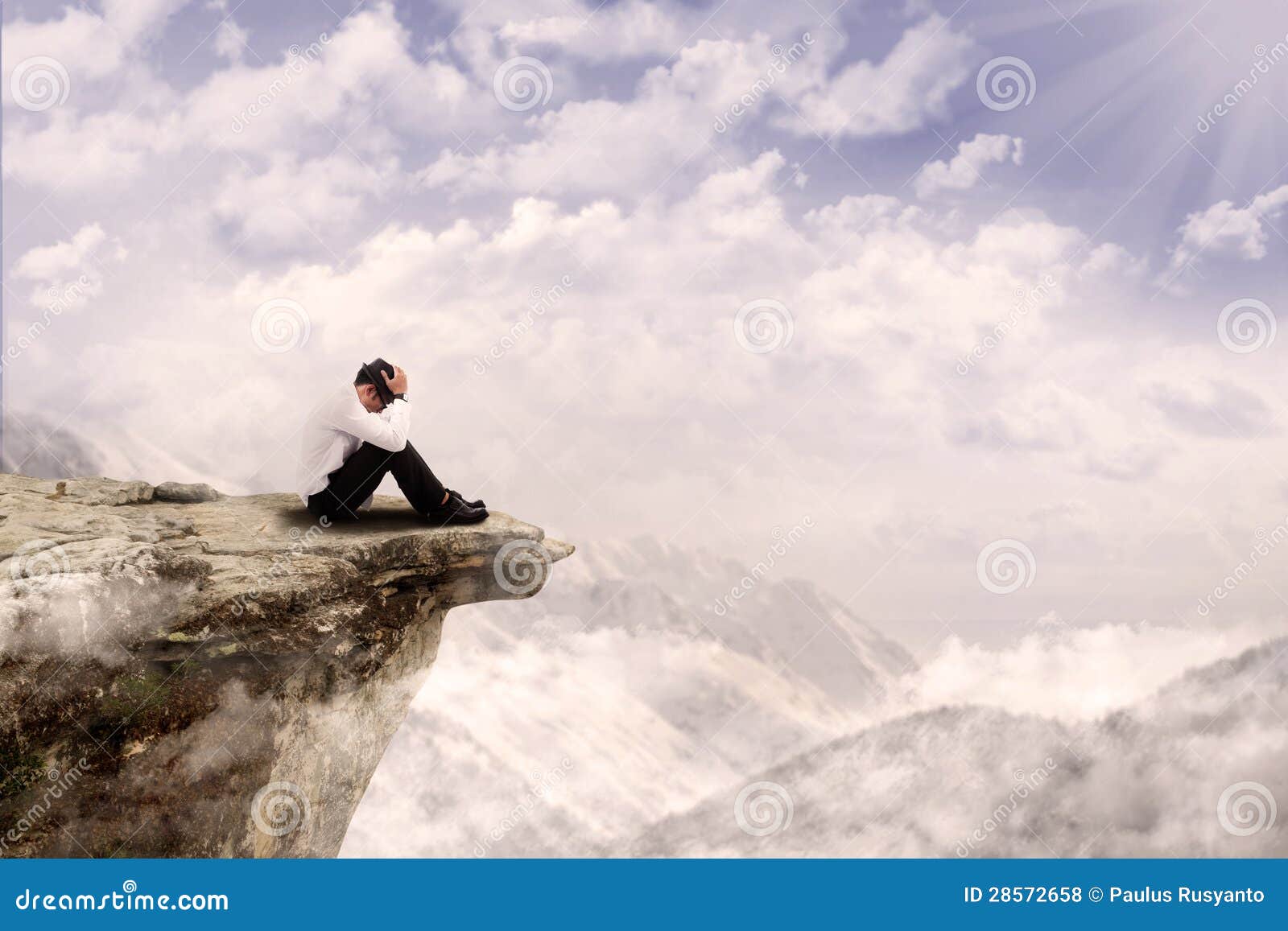 Businessman Sitting on the Edge Stock Photo - Image of blue, hispanic ...