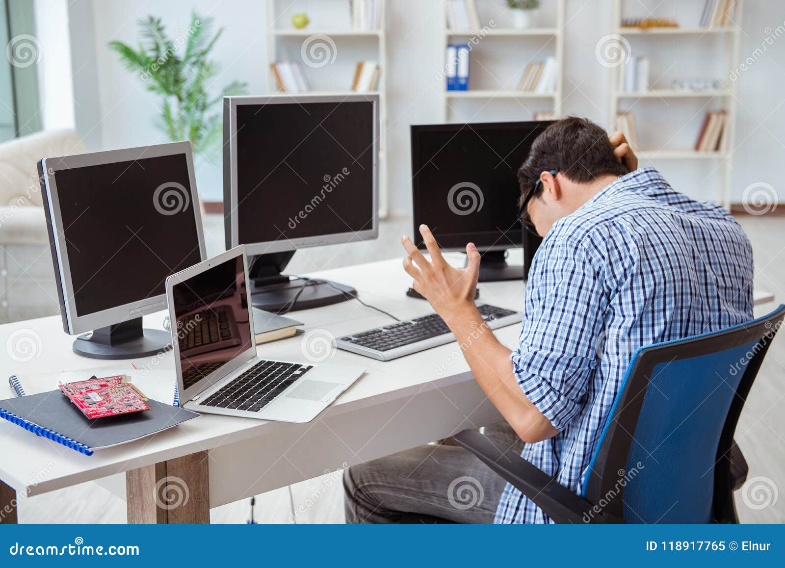 The Businessman Sitting in Front of Many Screens Stock Image - Image of ... The Businessman Sitting in Front of Many Screens Stock Image - Image of ...