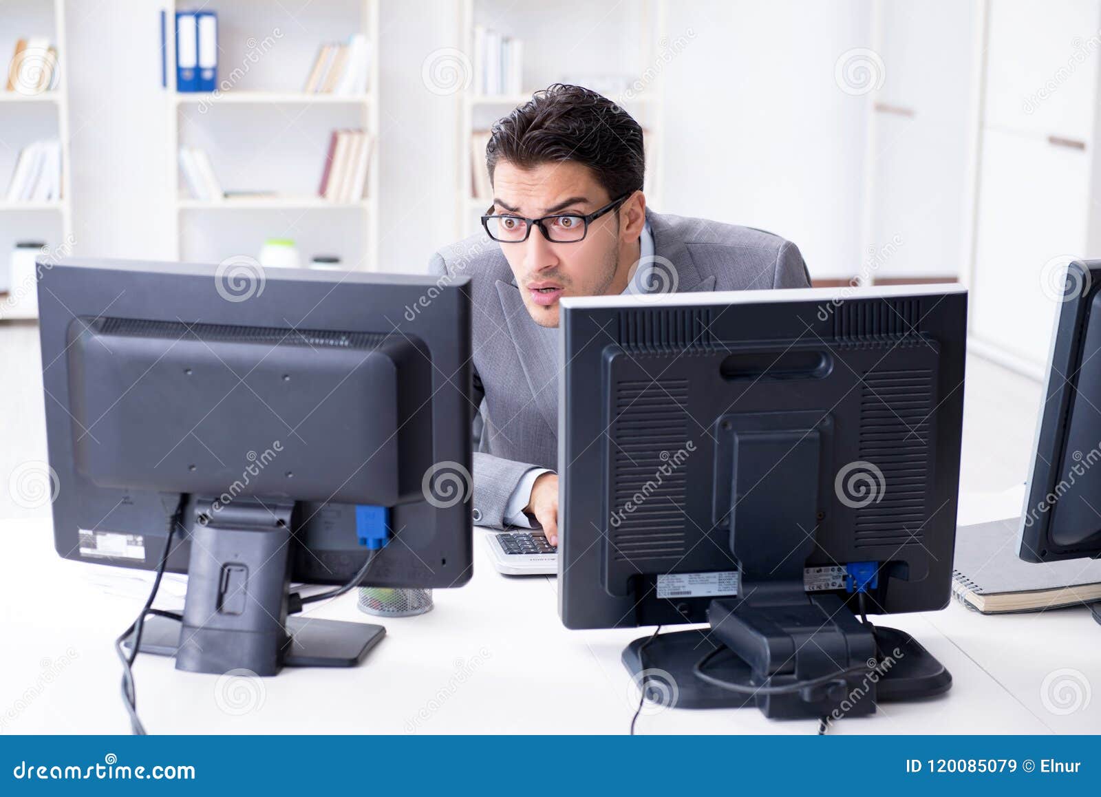 The Businessman Sitting in Front of Many Screens Stock Image - Image of ... The Businessman Sitting in Front of Many Screens Stock Image - Image of ...
