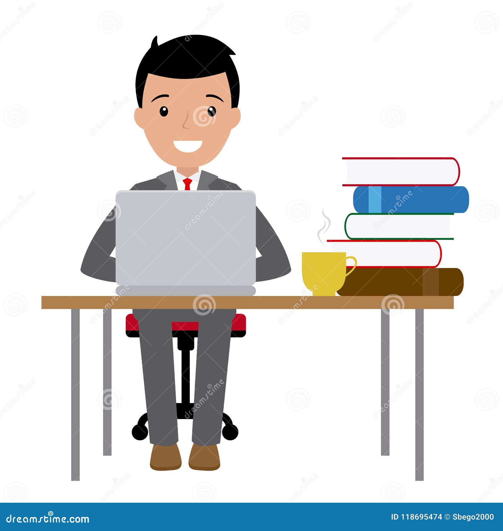 Businessman Sitting at His Desk Stock Vector - Illustration of work ... Businessman Sitting at His Desk Stock Vector - Illustration of work ...