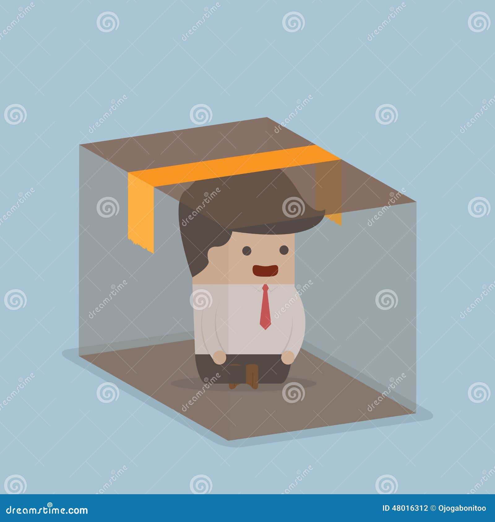 Businessman Sitting Inside the Box Stock Vector - Illustration of ...