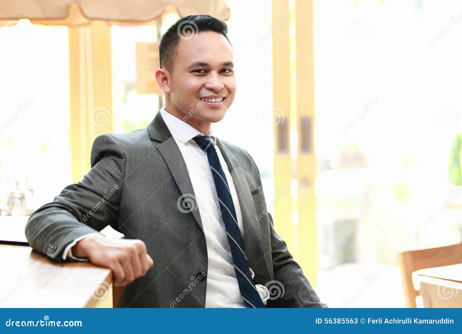 Businessman Sitting and Lean Back at Table Stock Image - Image of focus ...