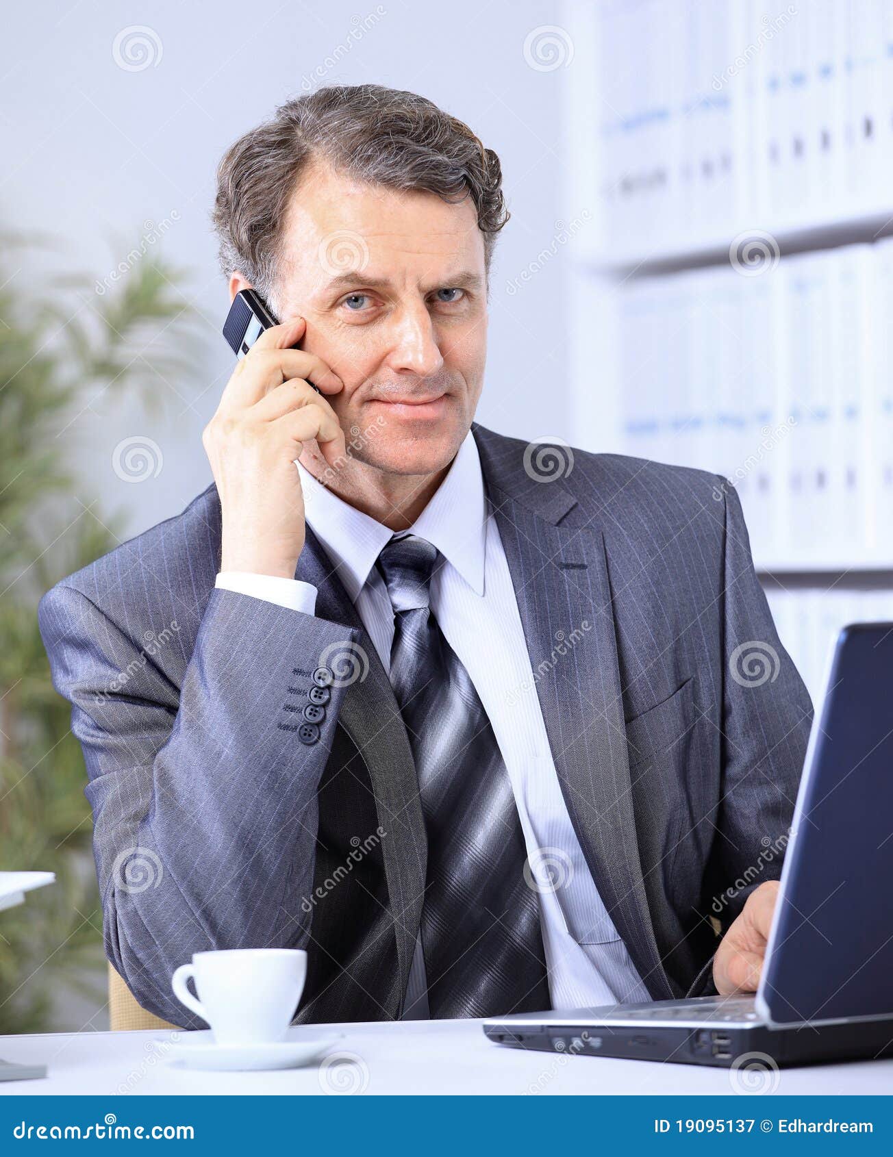 Businessman Sitting in Office Stock Image - Image of length, manager ...