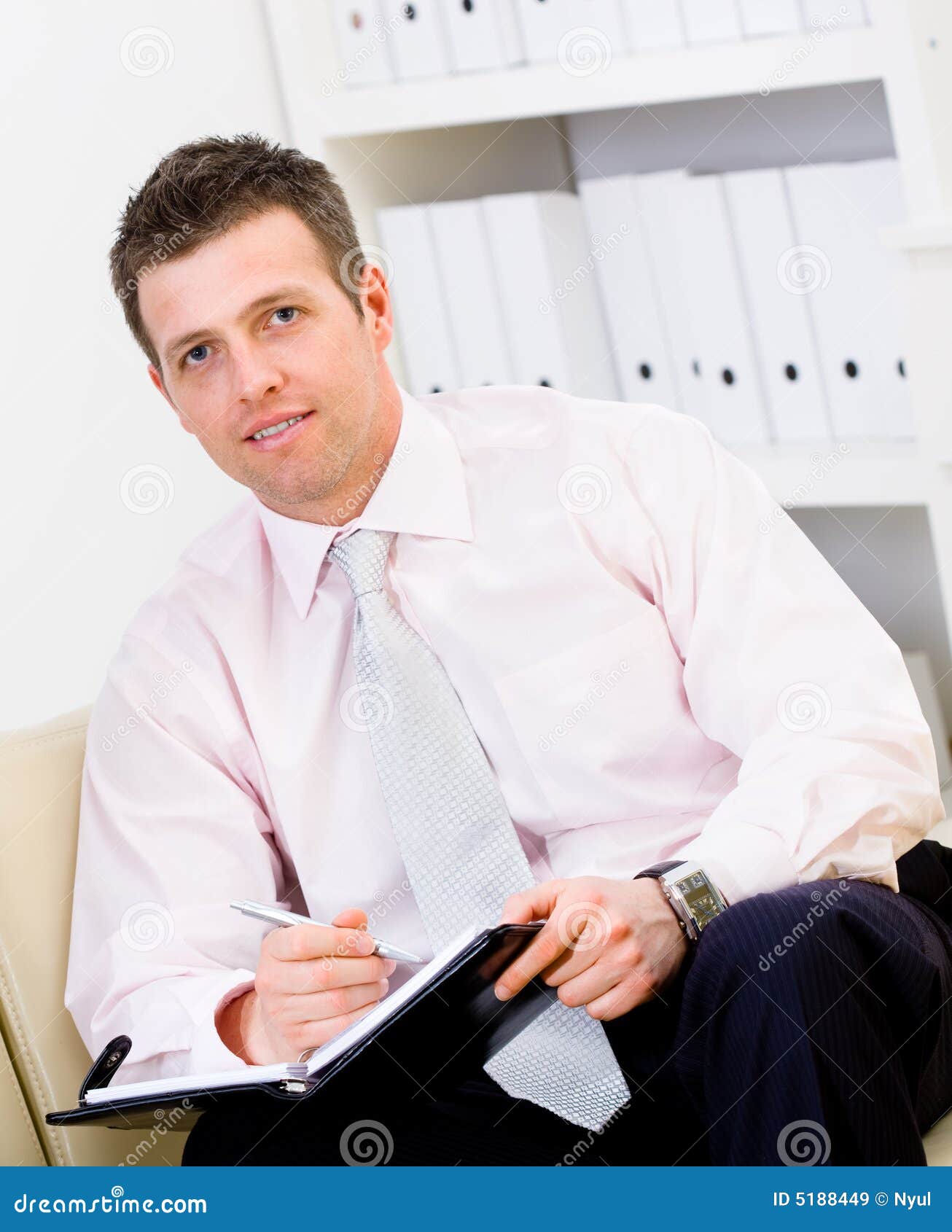 Businessman Sitting at Office Stock Image - Image of executive ...