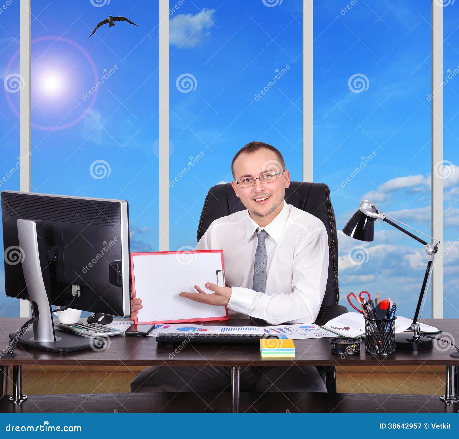 Businessman Sitting in Office Stock Image - Image of successful ...