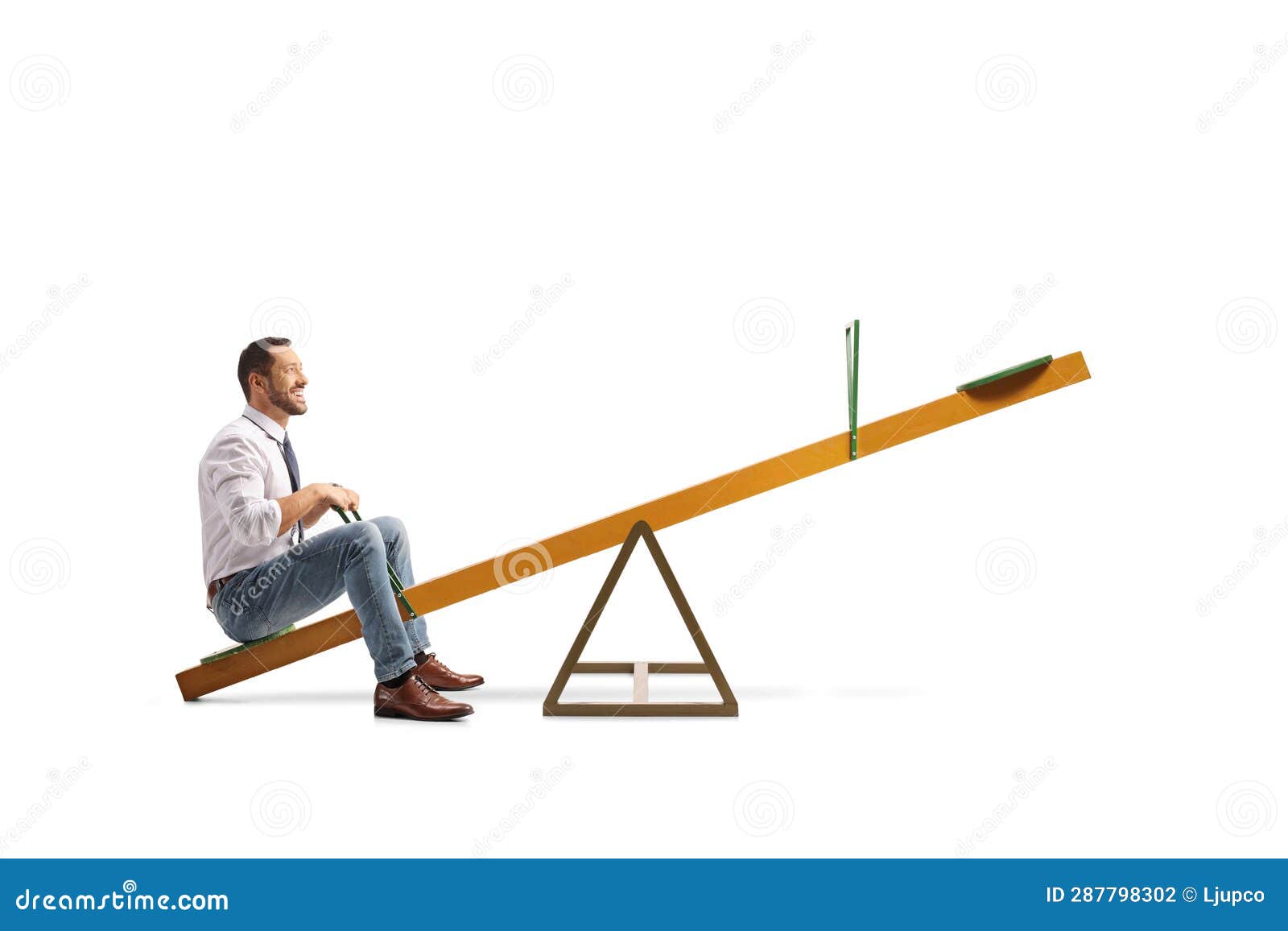 Businessman Sitting on a Seesaw Alone Stock Photo - Image of seesaw ...