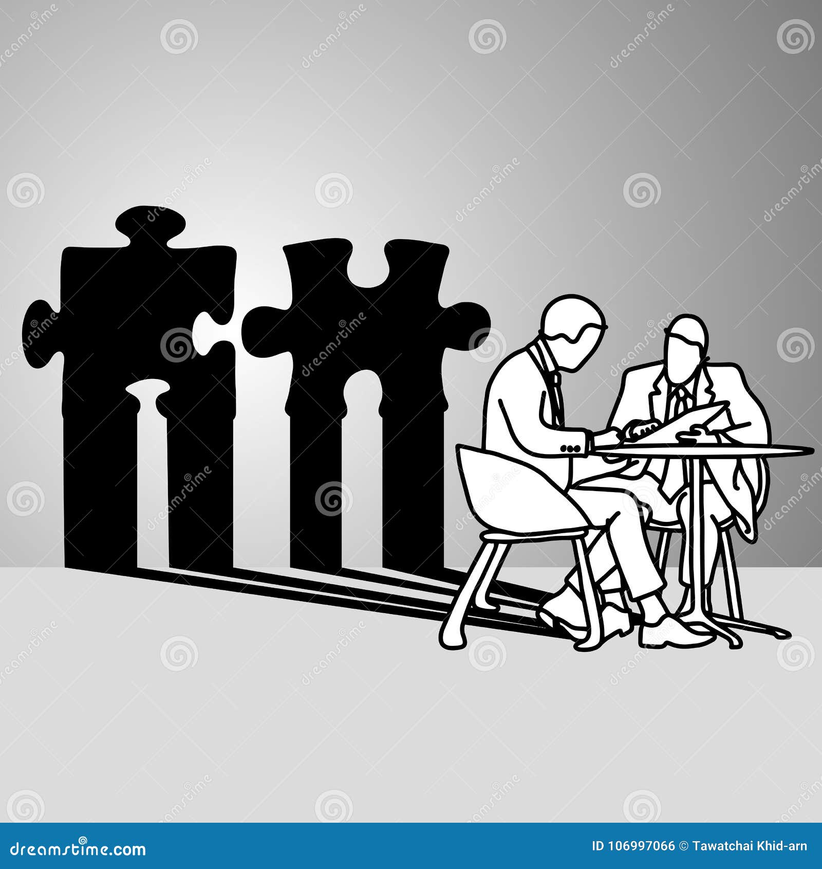 Businessman Sitting with the Shadow of Conflict Jigsaw Puzzle Vector ... Businessman Sitting with the Shadow of Conflict Jigsaw Puzzle Vector ...