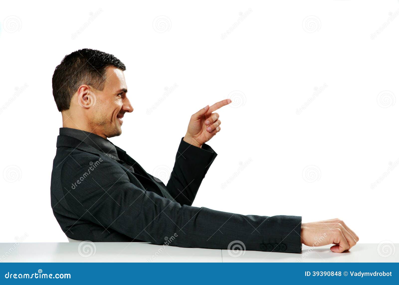 Businessman Sitting at the Table a Stock Photo - Image of finger ...