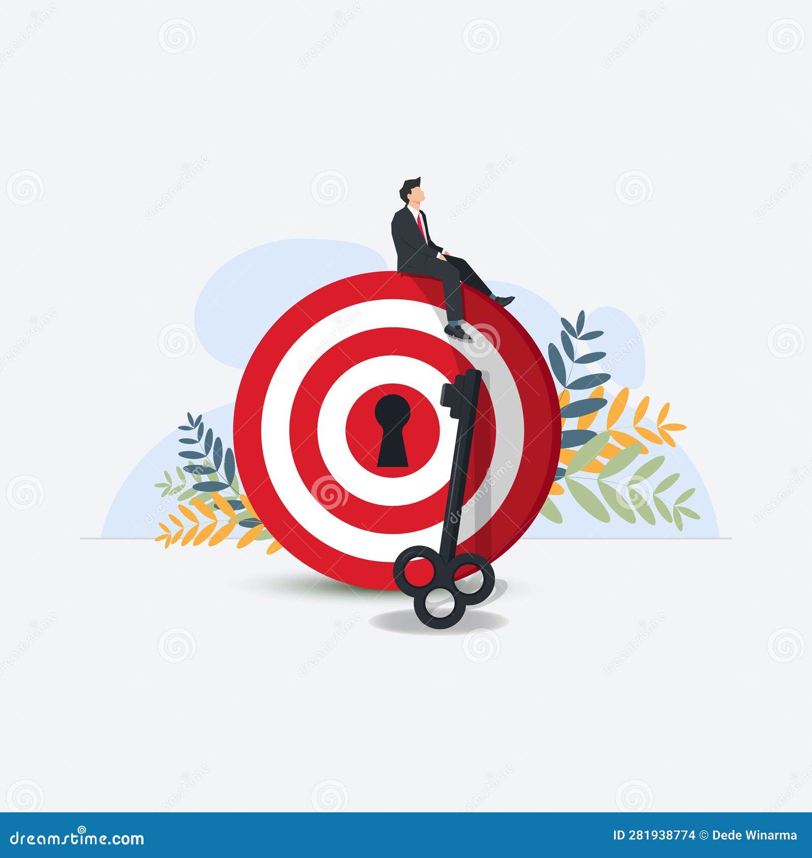 Businessman Sitting in the Target Lock Design Vector Illustration Stock ...