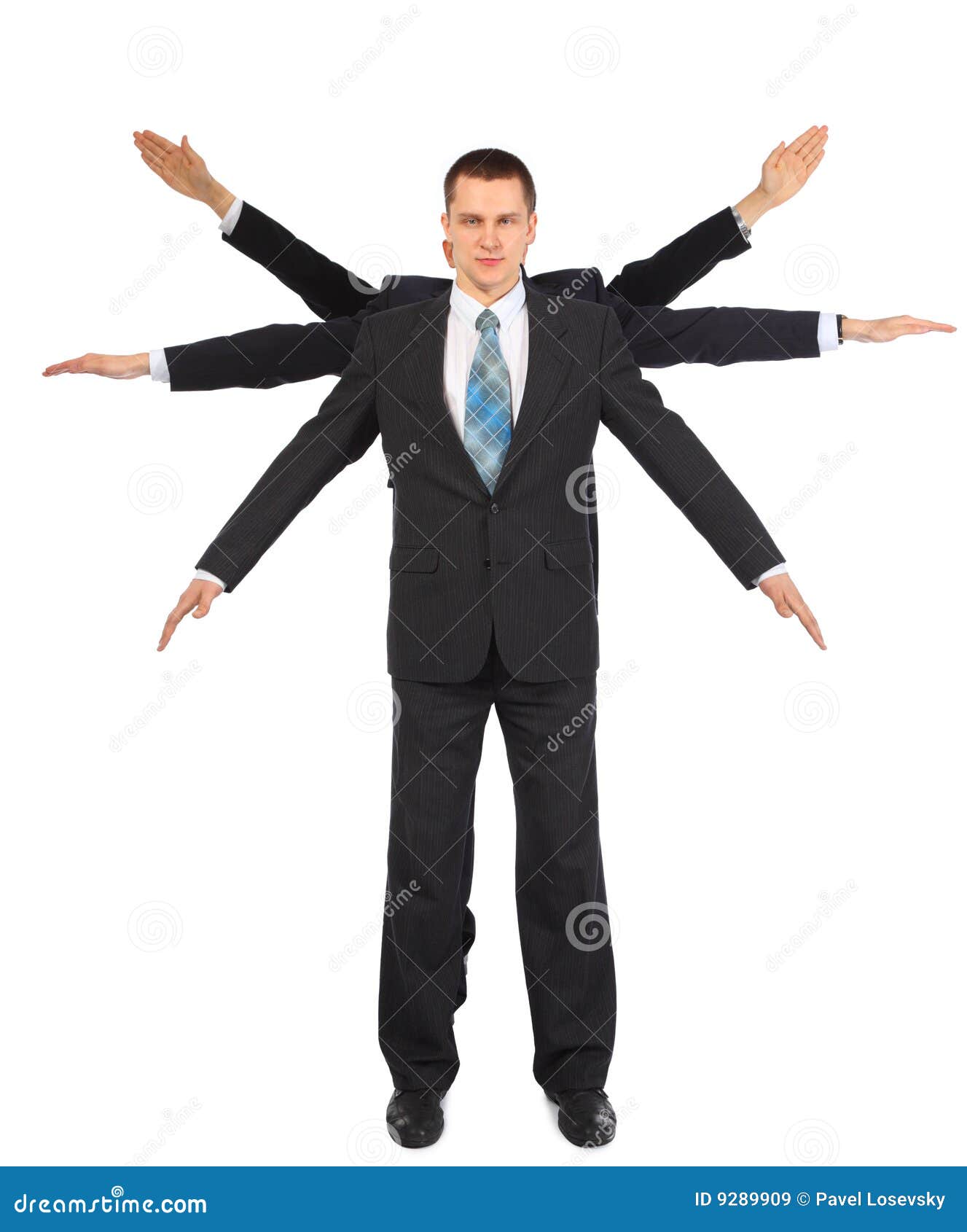 Businessman with six hands stock image. Image of adult - 9289909