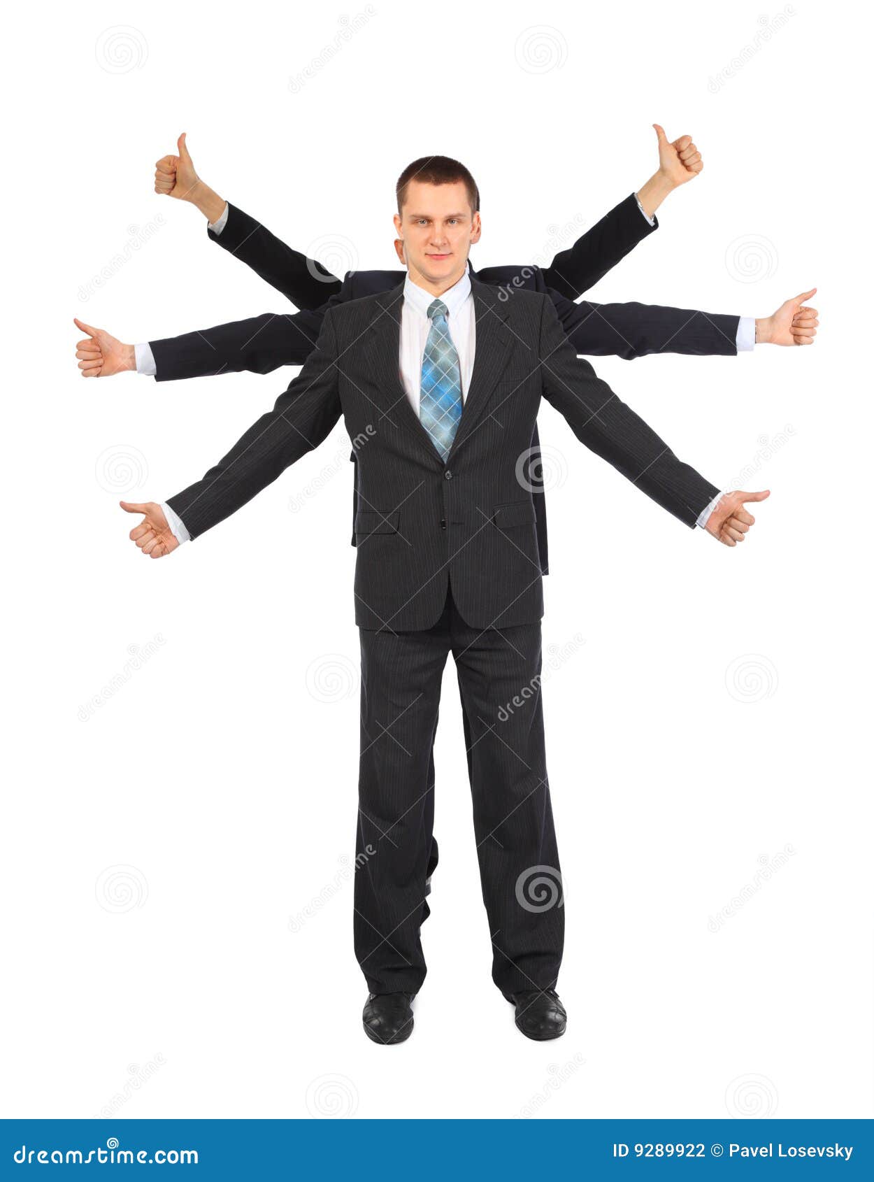 Businessman with Six Hands Shows Gesture Ok Stock Photo - Image of male ...