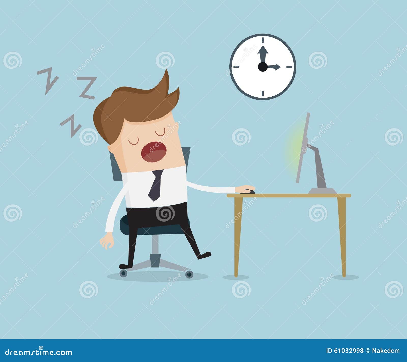 Businessman Sleeping Front of Computer Stock Vector - Illustration of ...