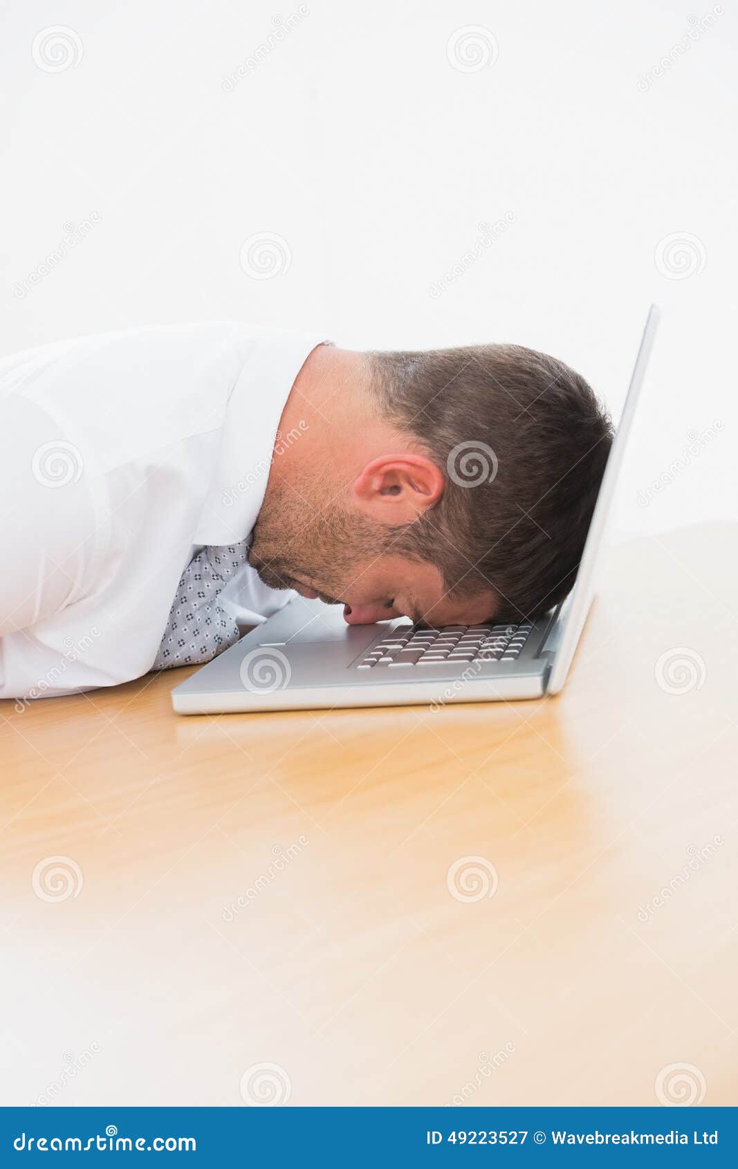 Businessman Sleeping in His Computer Stock Image - Image of adult ...