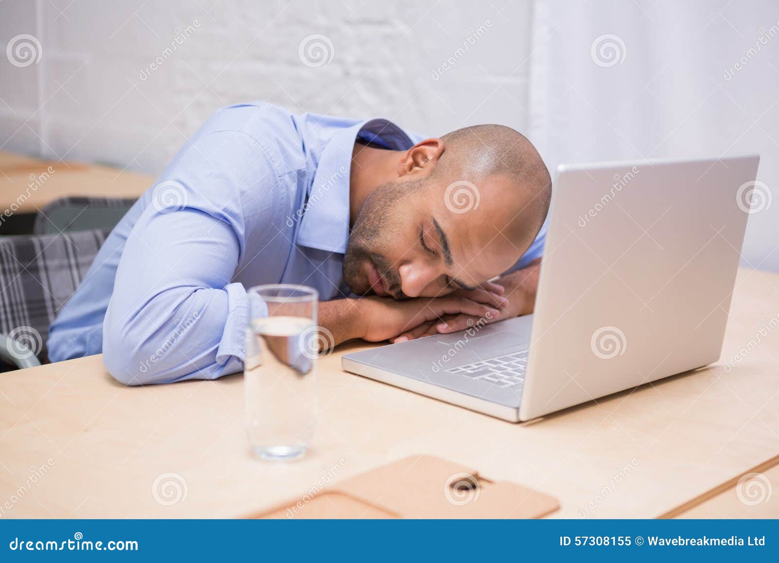 Businessman Sleeping by Laptop at Desk Stock Image - Image of closed ...