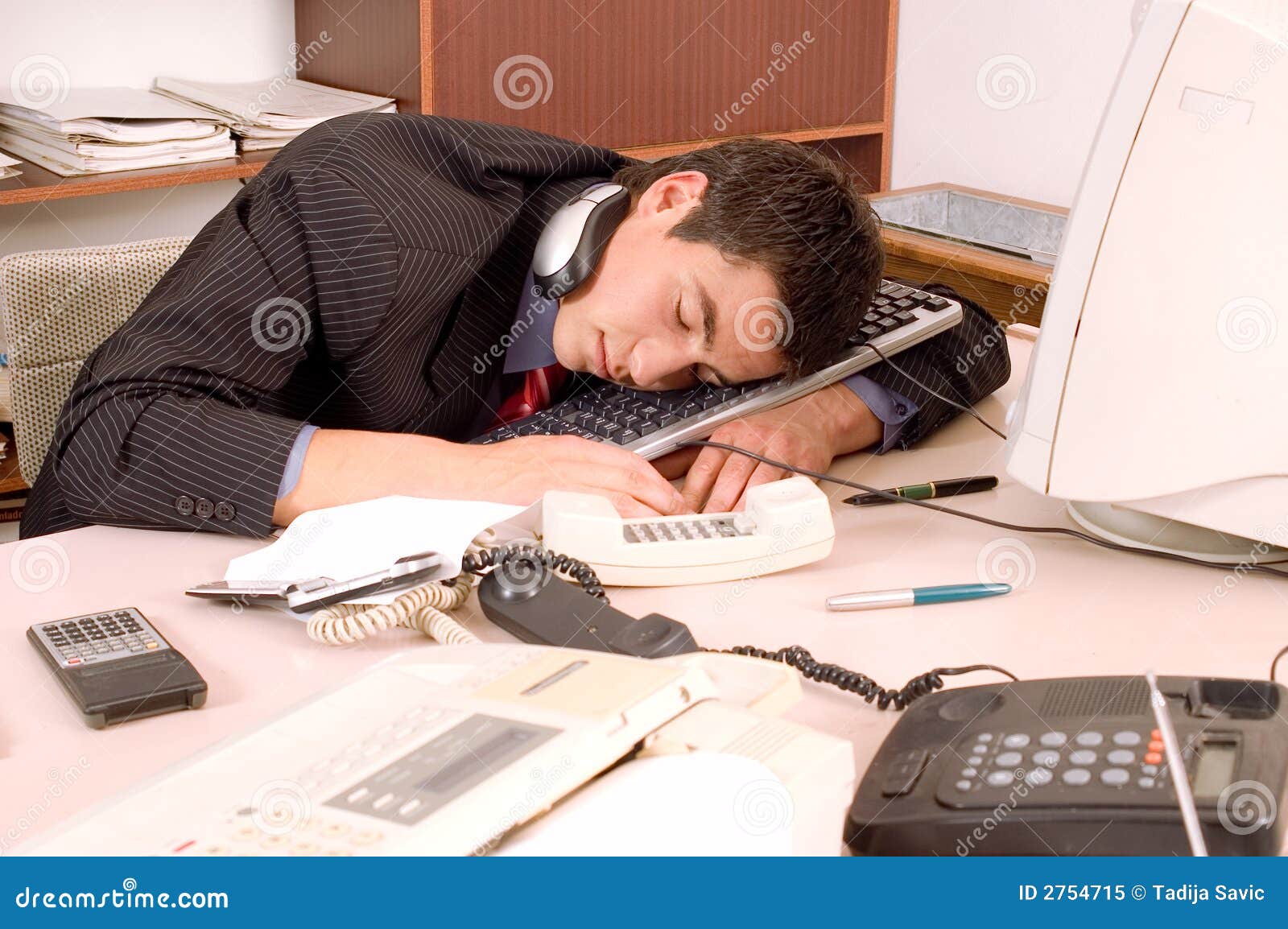 Businessman Sleeping at Office Stock Image - Image of online, director ...