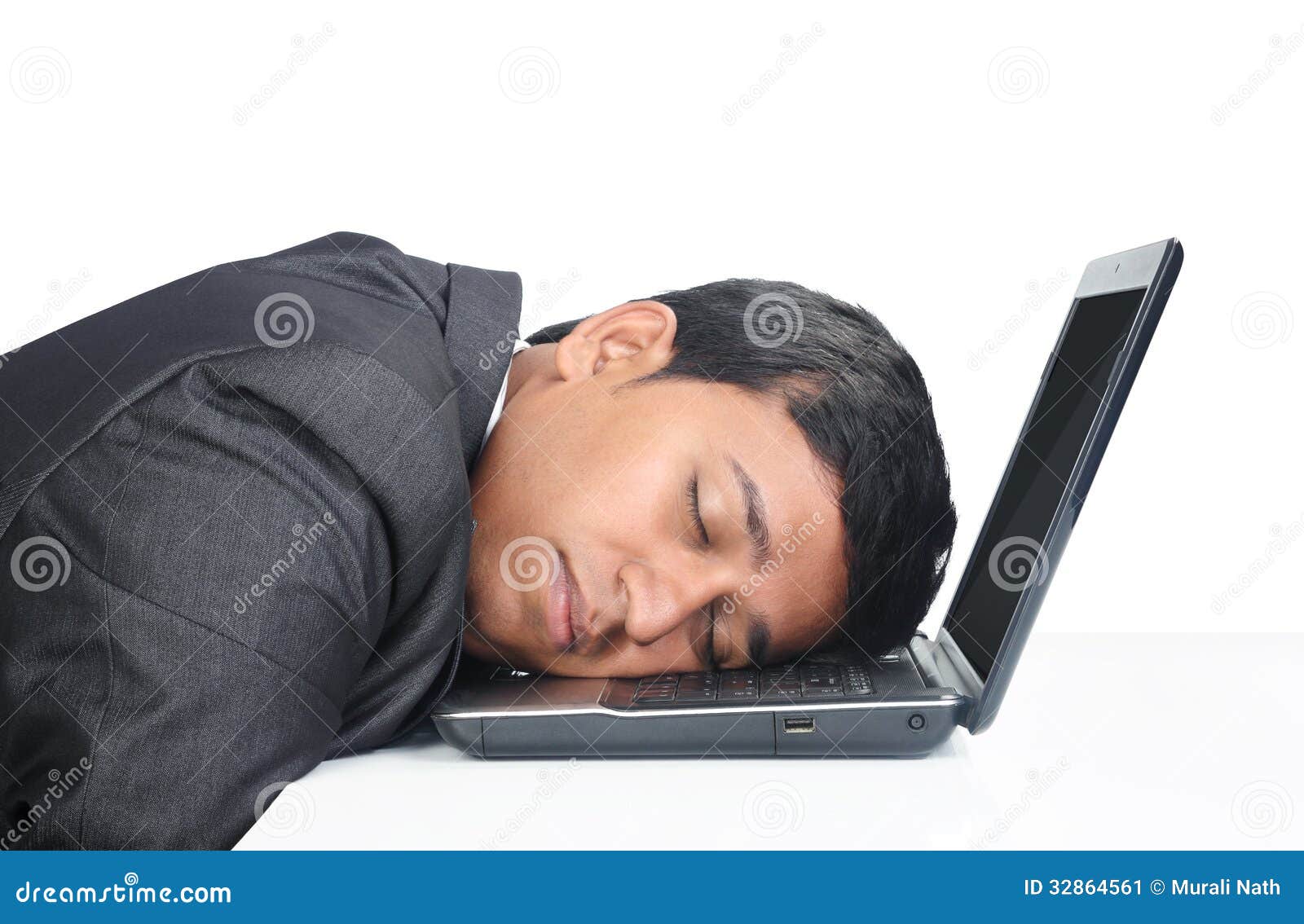 Businessman Sleeping Over the Laptop Stock Image - Image of ...