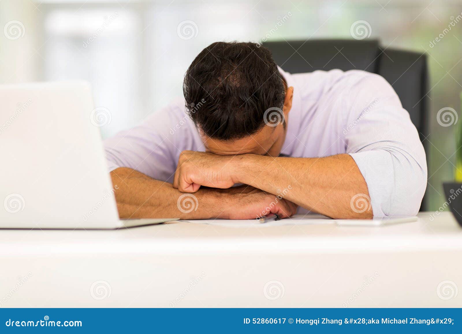 Businessman Sleeping at Work Stock Image - Image of laptop, asleep ...