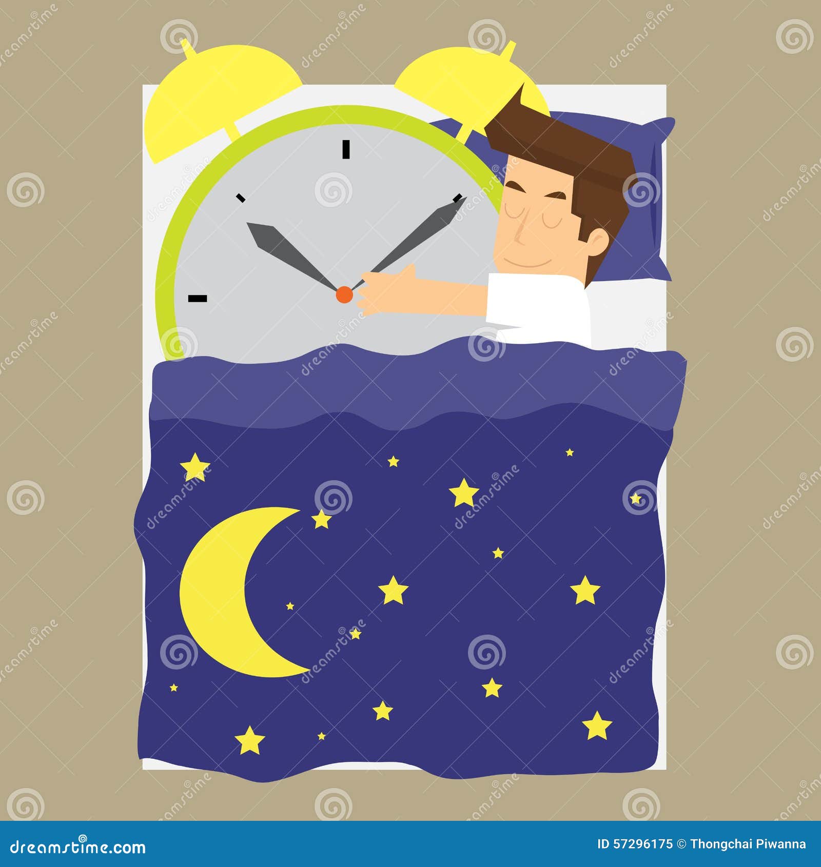 Businessman Sleeps with Alarm Clock Stock Vector - Illustration of ...