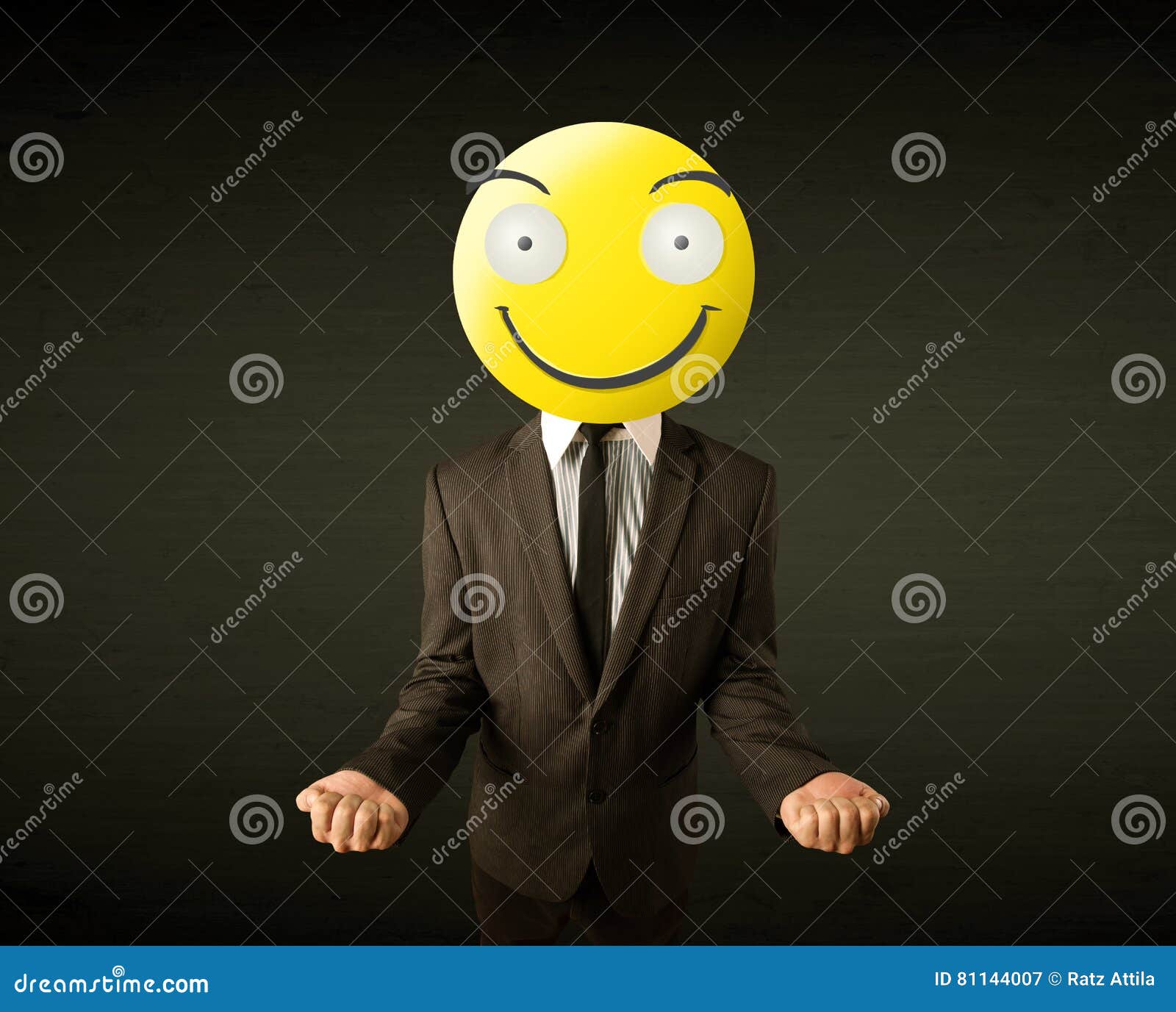 Businessman with Smiley Face Stock Image - Image of front, head: 81144007