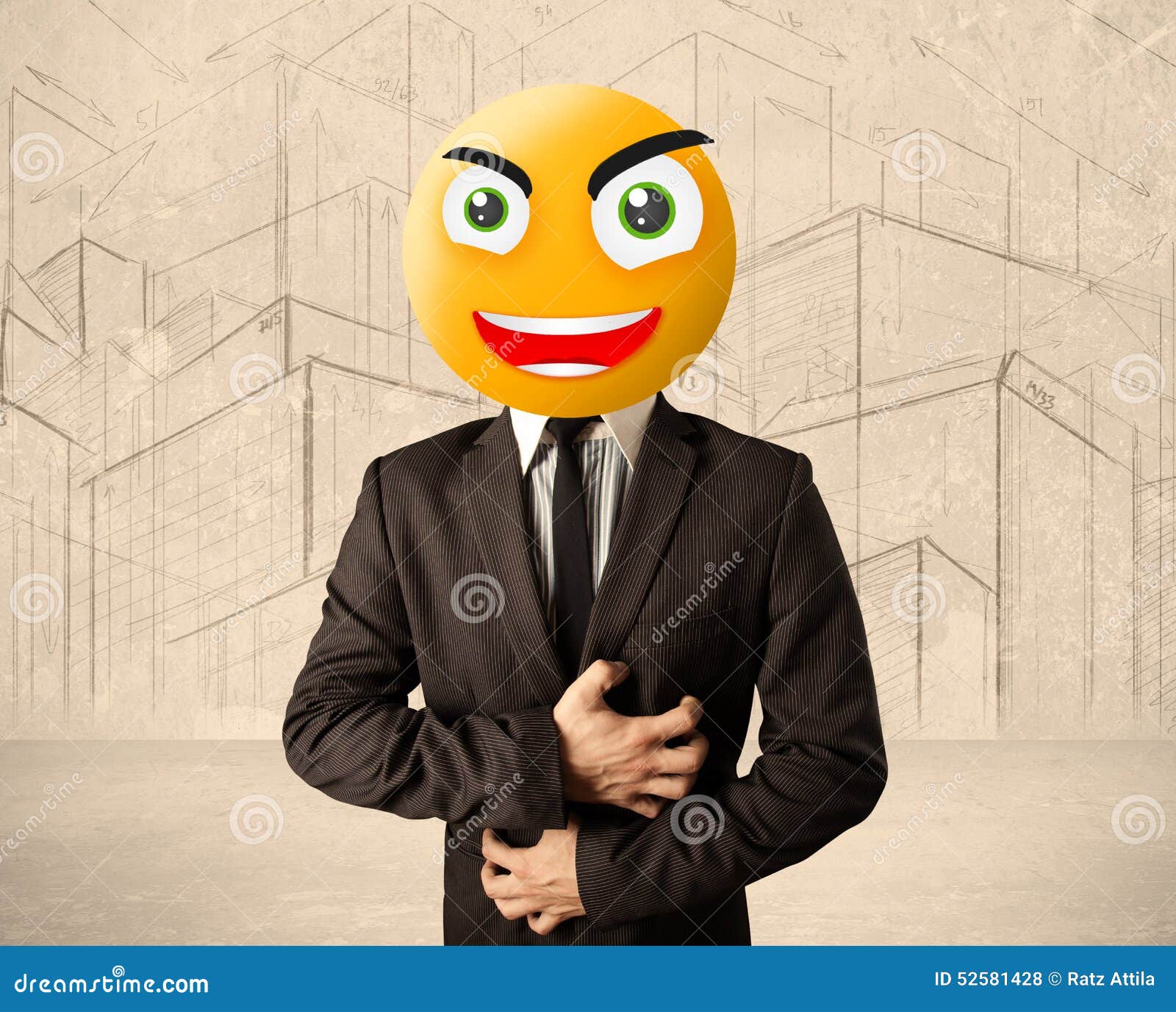 Businessman with Smiley Face Stock Photo - Image of icon, front: 52581428