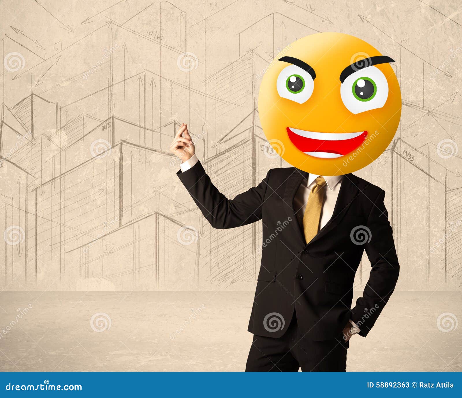 Businessman with Smiley Face Stock Image - Image of smiley, male: 58892363