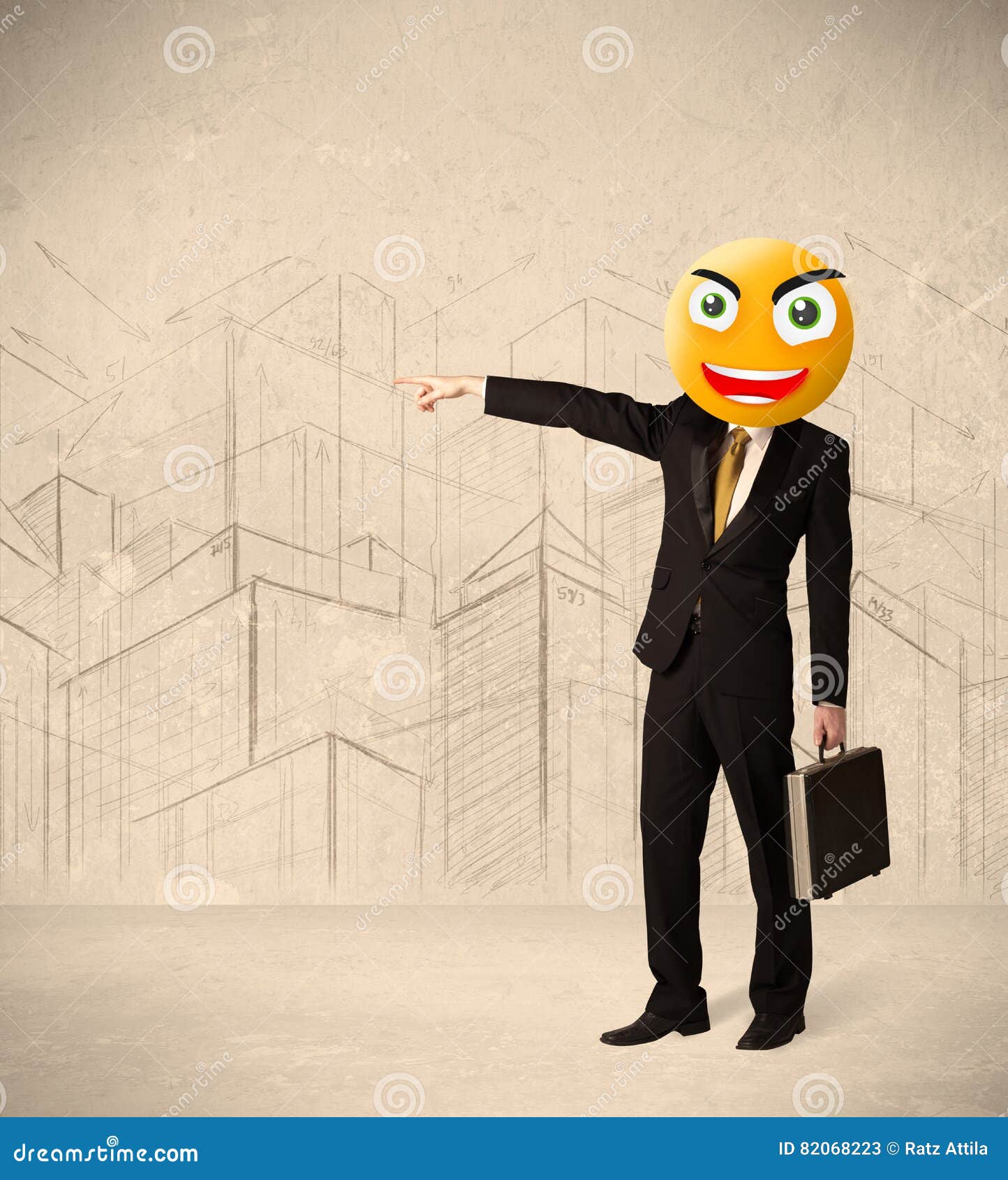 Businessman with Smiley Face Stock Image - Image of smile, emoticon ...