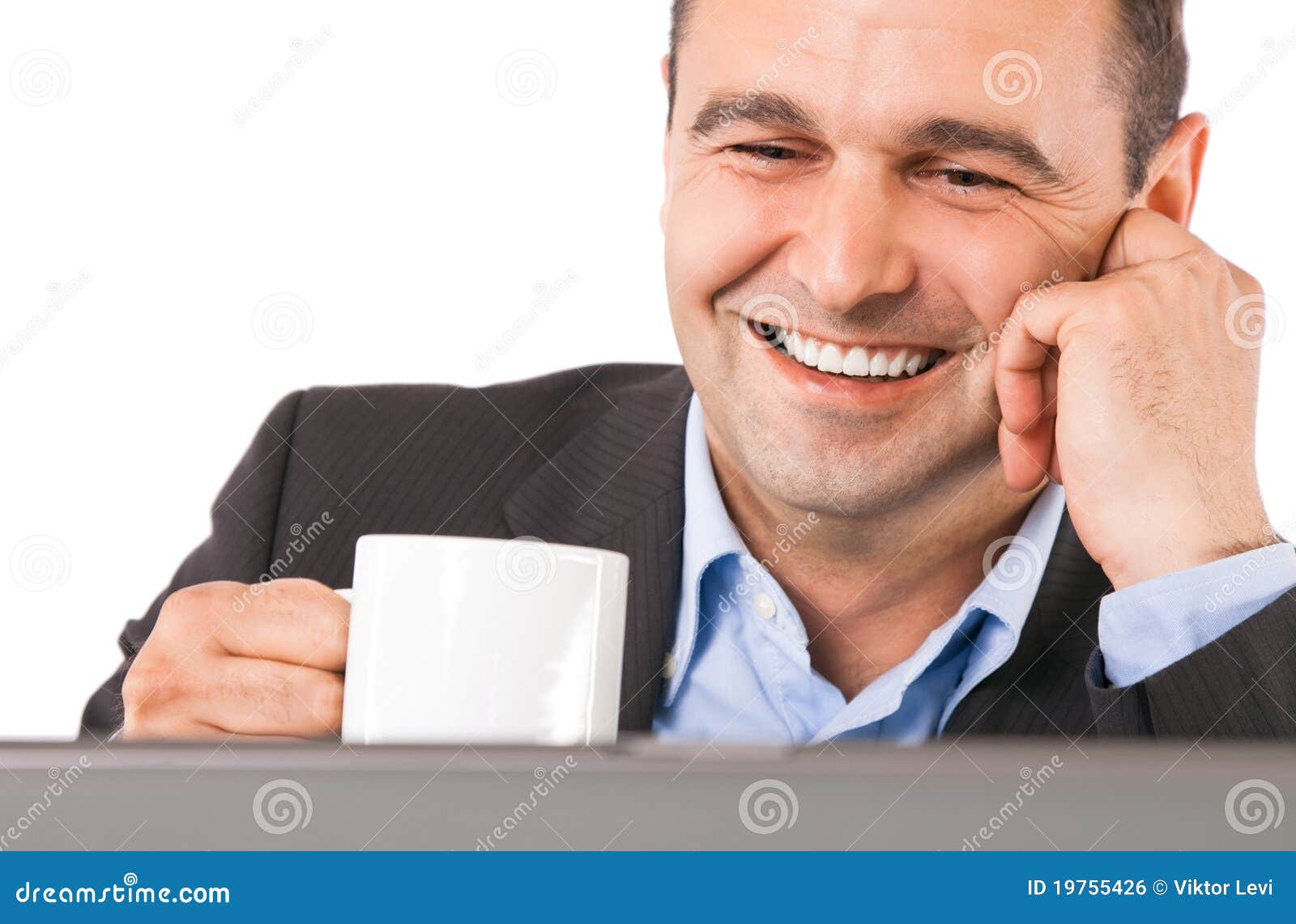 Businessman smiling cup stock photo. Image of portrait - 19755426